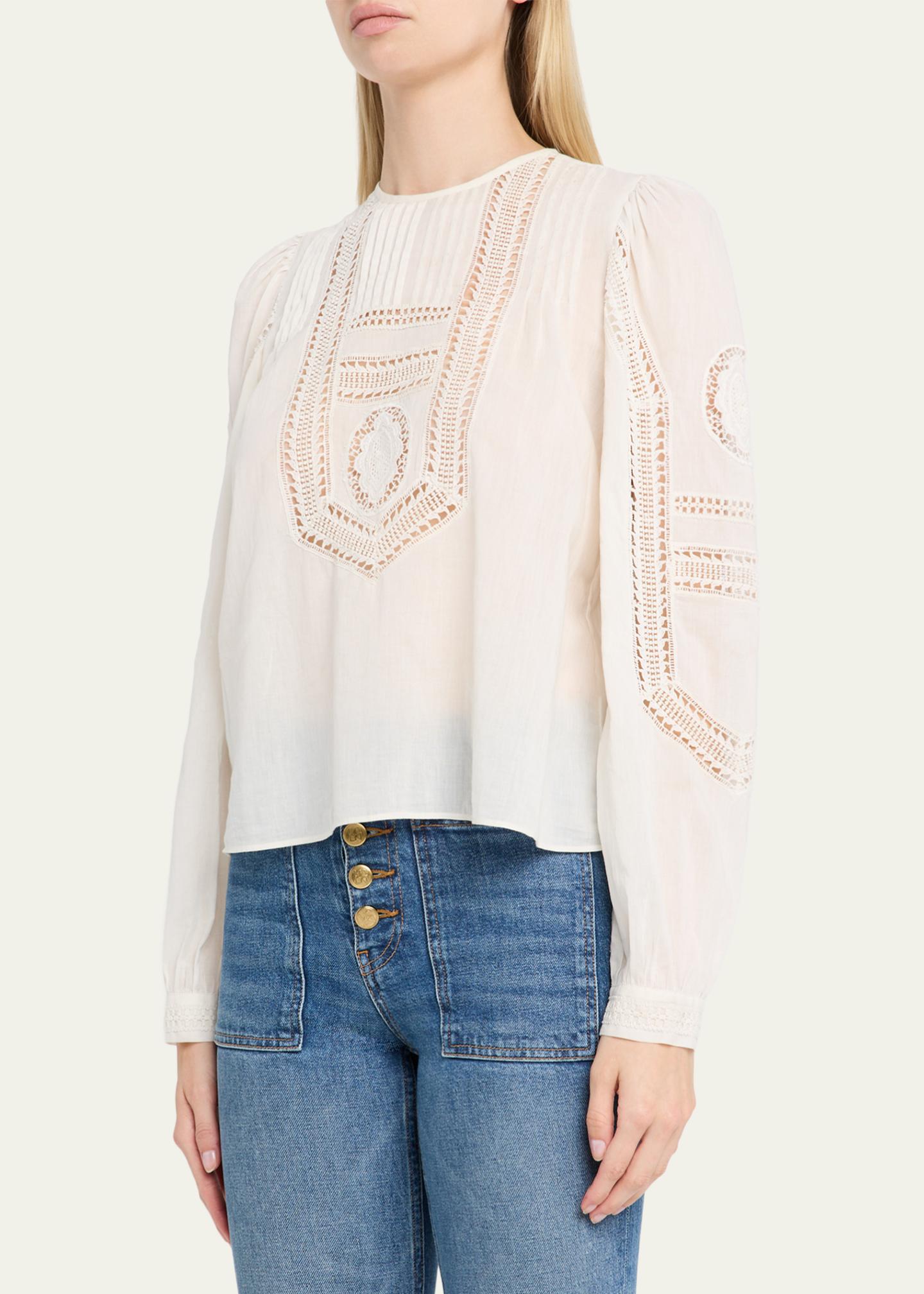 Ulla Johnson Marlowe Embroidered Long-Sleeve Blouse - Bergdorf Goodman