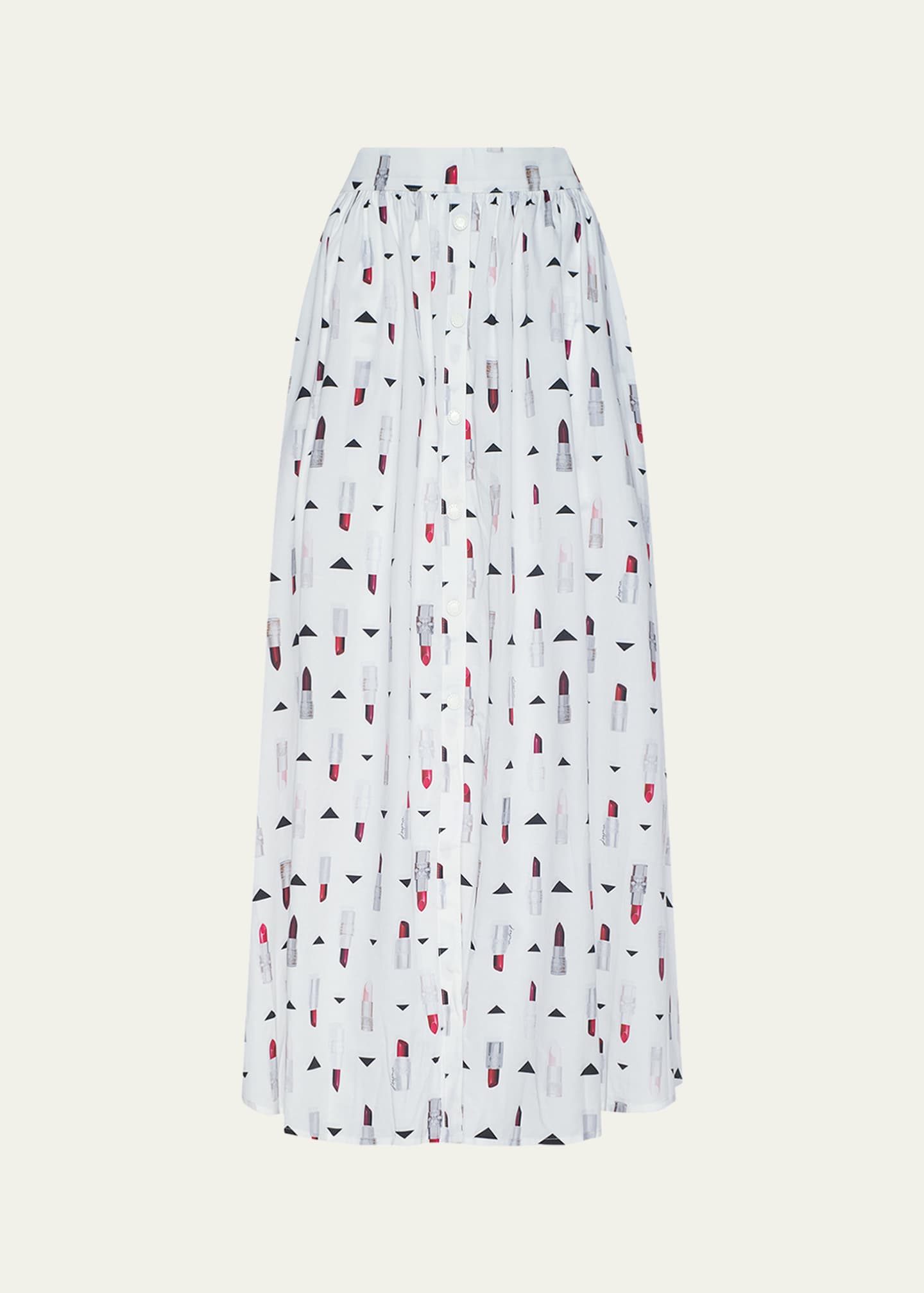 L'Agence Seina Lipstick-Print Midi Skirt - Bergdorf Goodman