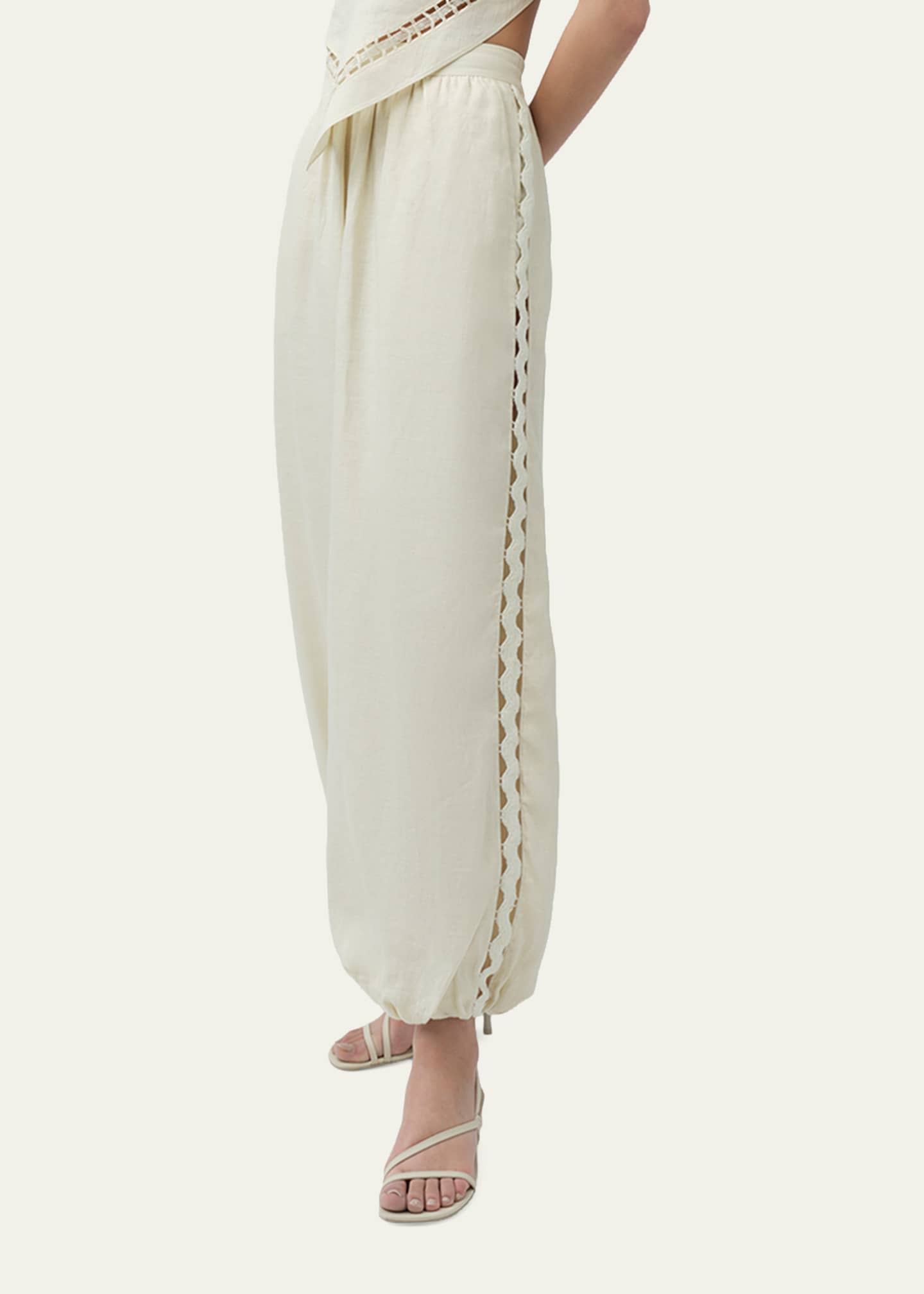 SIMKHAI Selah Linen Lace Balloon Pants - Bergdorf Goodman