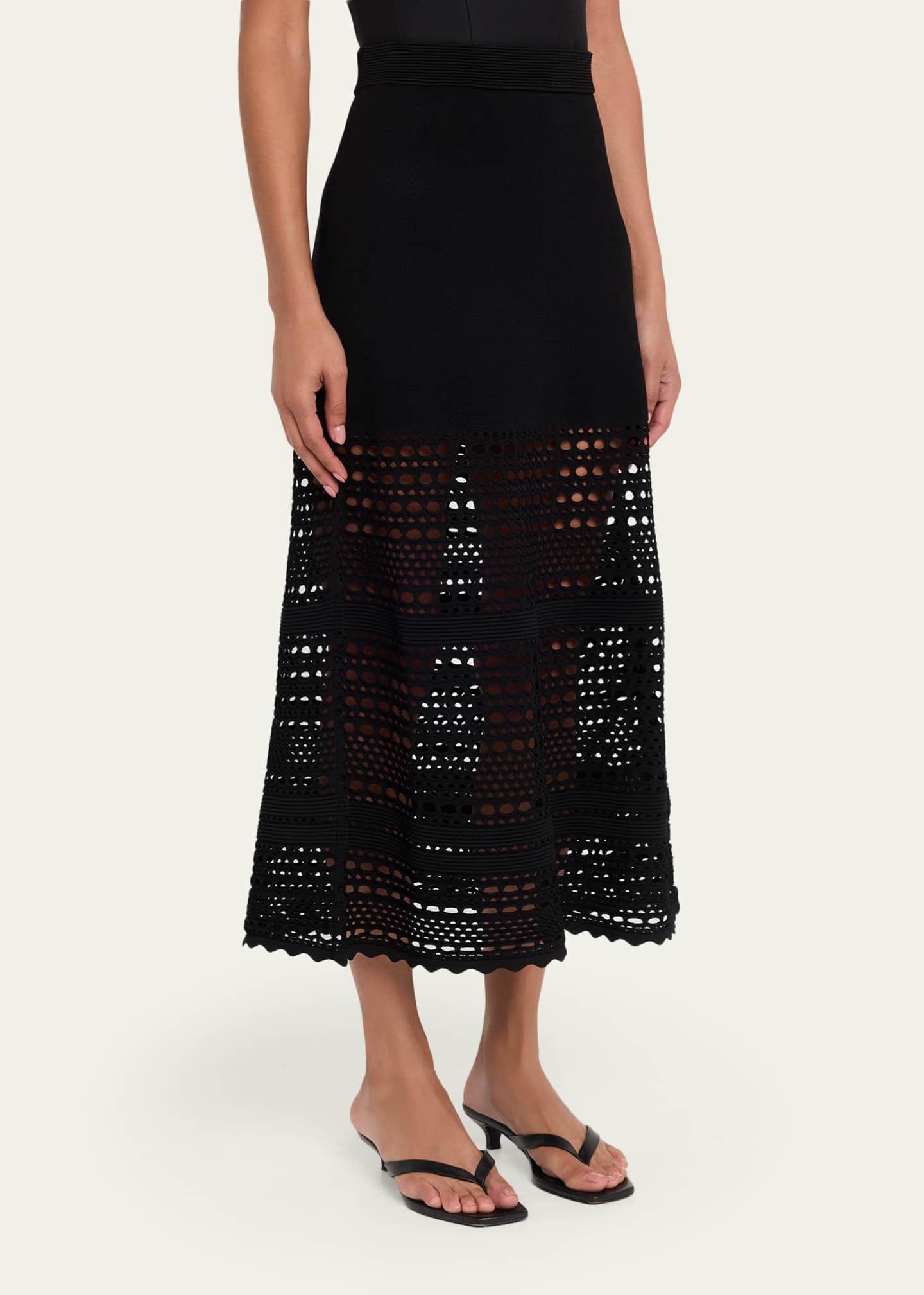 SIMKHAI Westly Open-Stitch Midi Skirt - Bergdorf Goodman