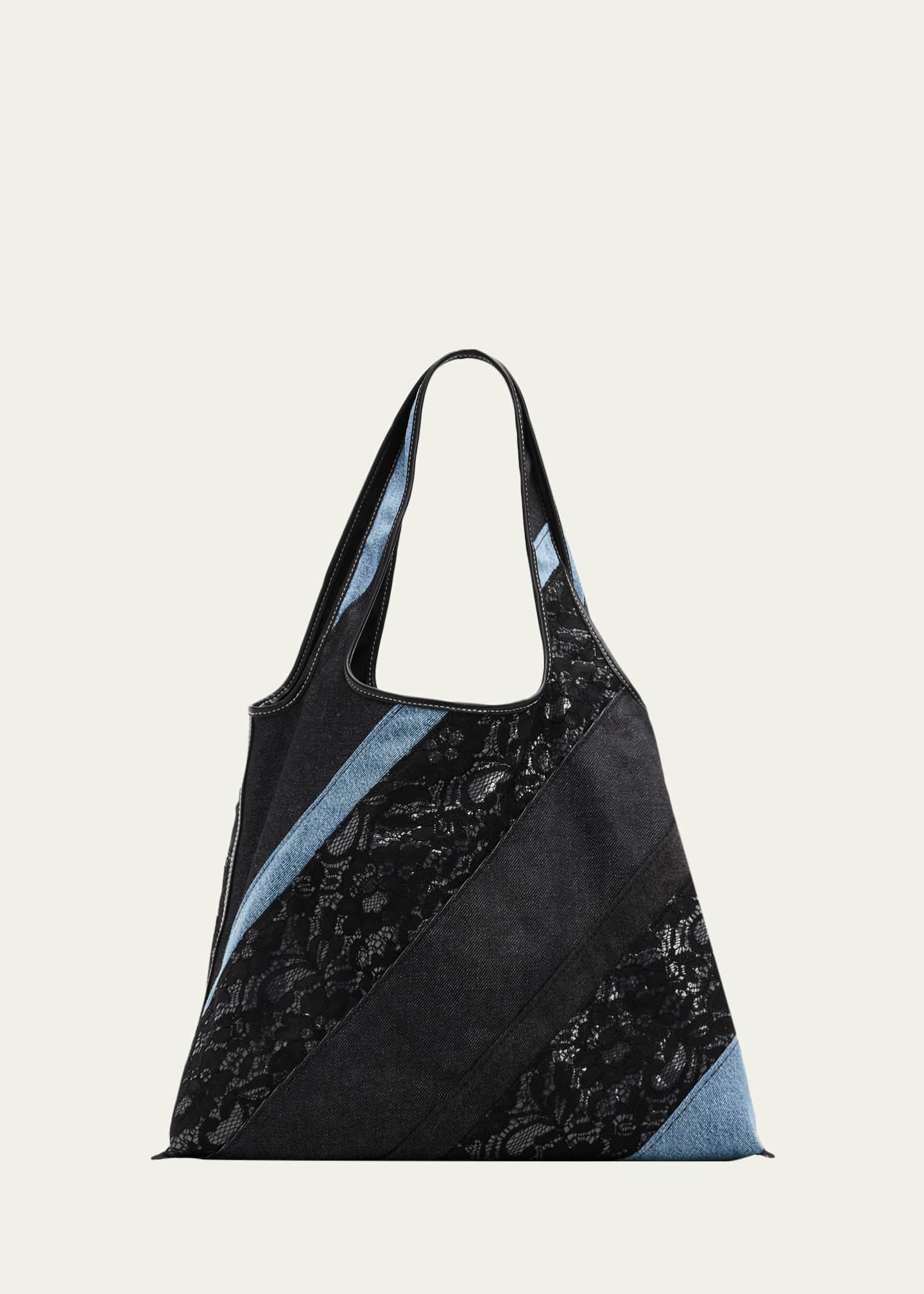 3.1 Phillip Lim Patchwork Lace & Denim Market Tote Bag - Bergdorf Goodman