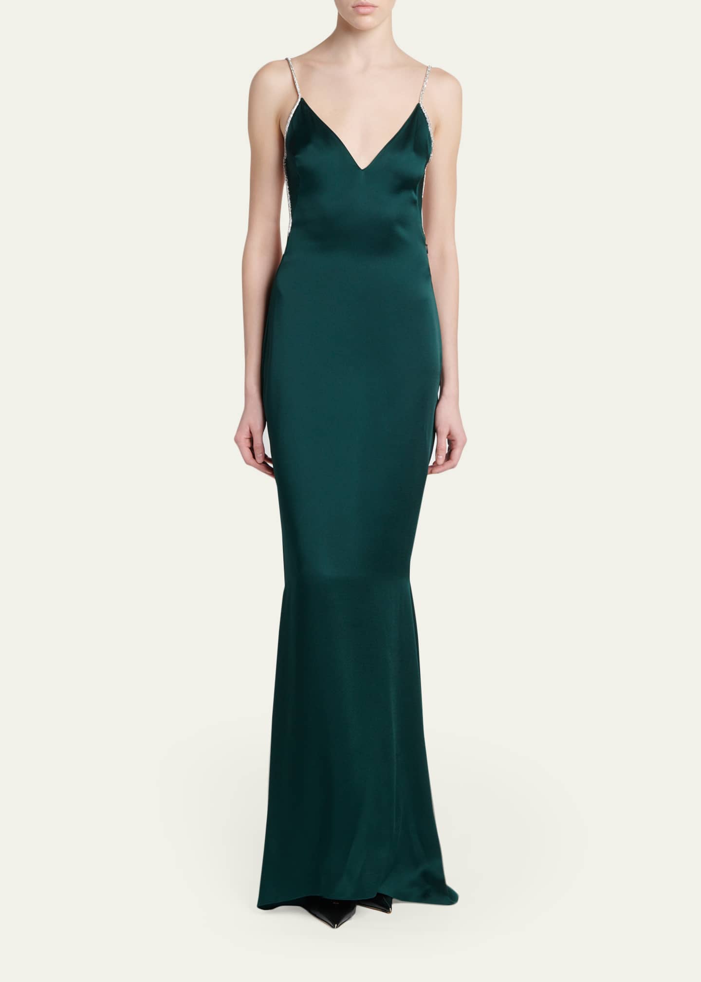 TOM FORD Crystal-Trim Backless Satin Mermaid Gown - Bergdorf Goodman