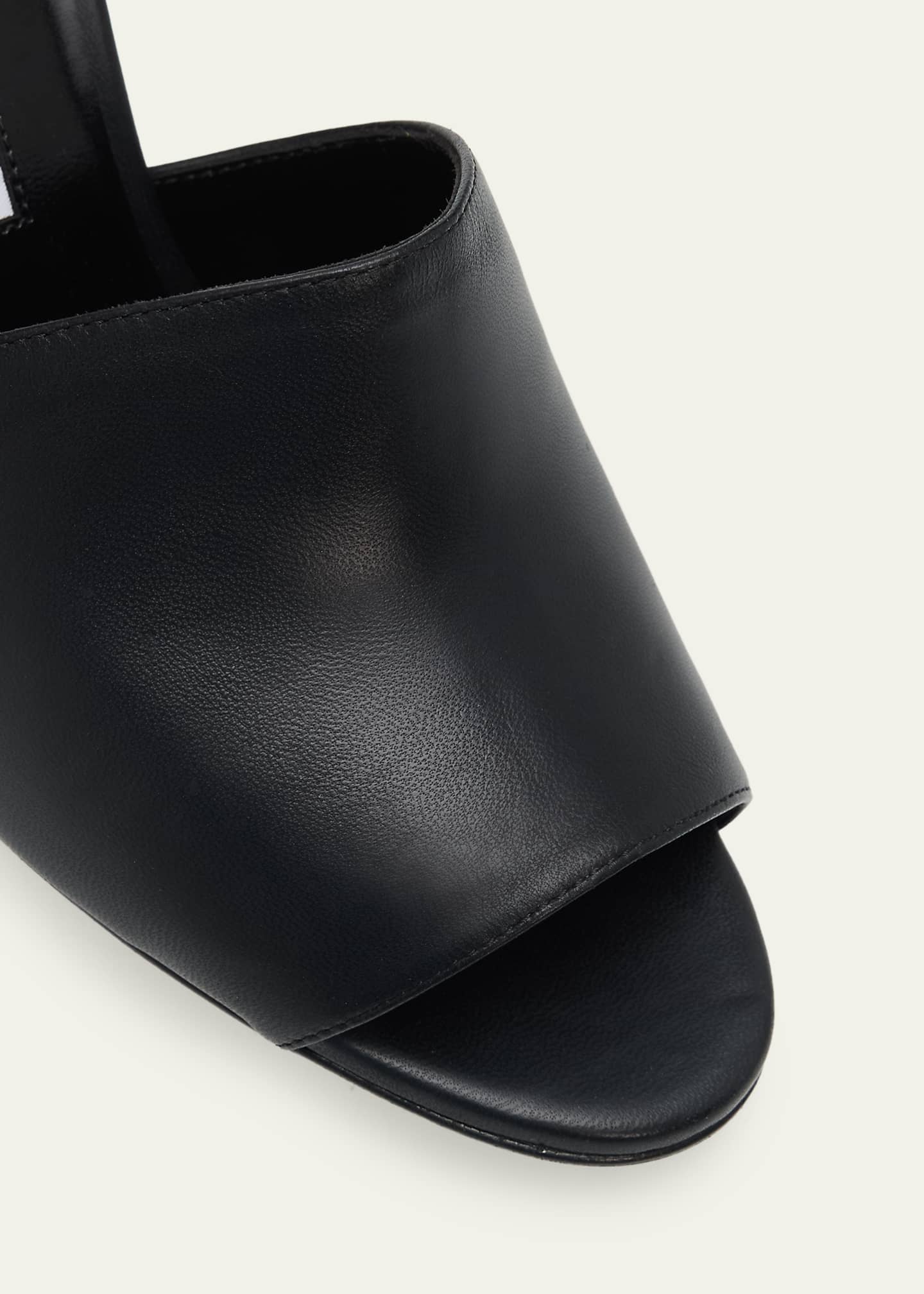 Manolo Blahnik 70mm Rapallabar Leather Mules - Bergdorf Goodman