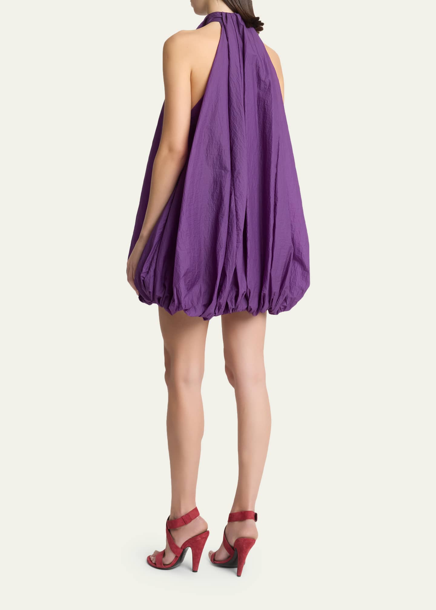 ALAIA Halter Crinkle Balloon Mini Dress - Bergdorf Goodman