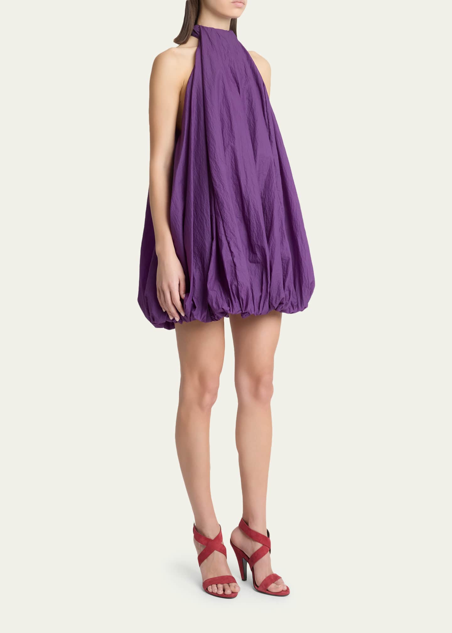 ALAIA Halter Crinkle Balloon Mini Dress - Bergdorf Goodman
