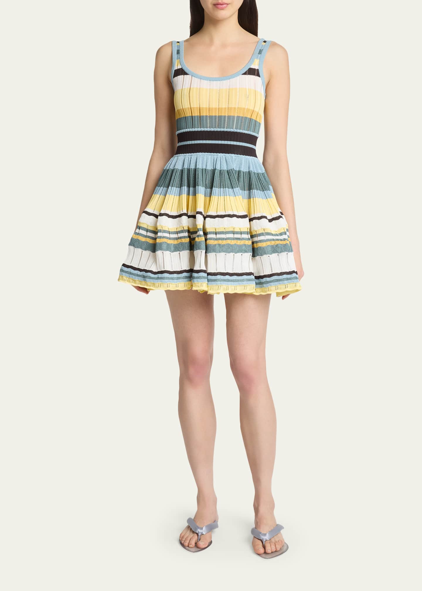 ALAIA Sleeveless Striped Crinoline Knit Mini Dress - Bergdorf Goodman