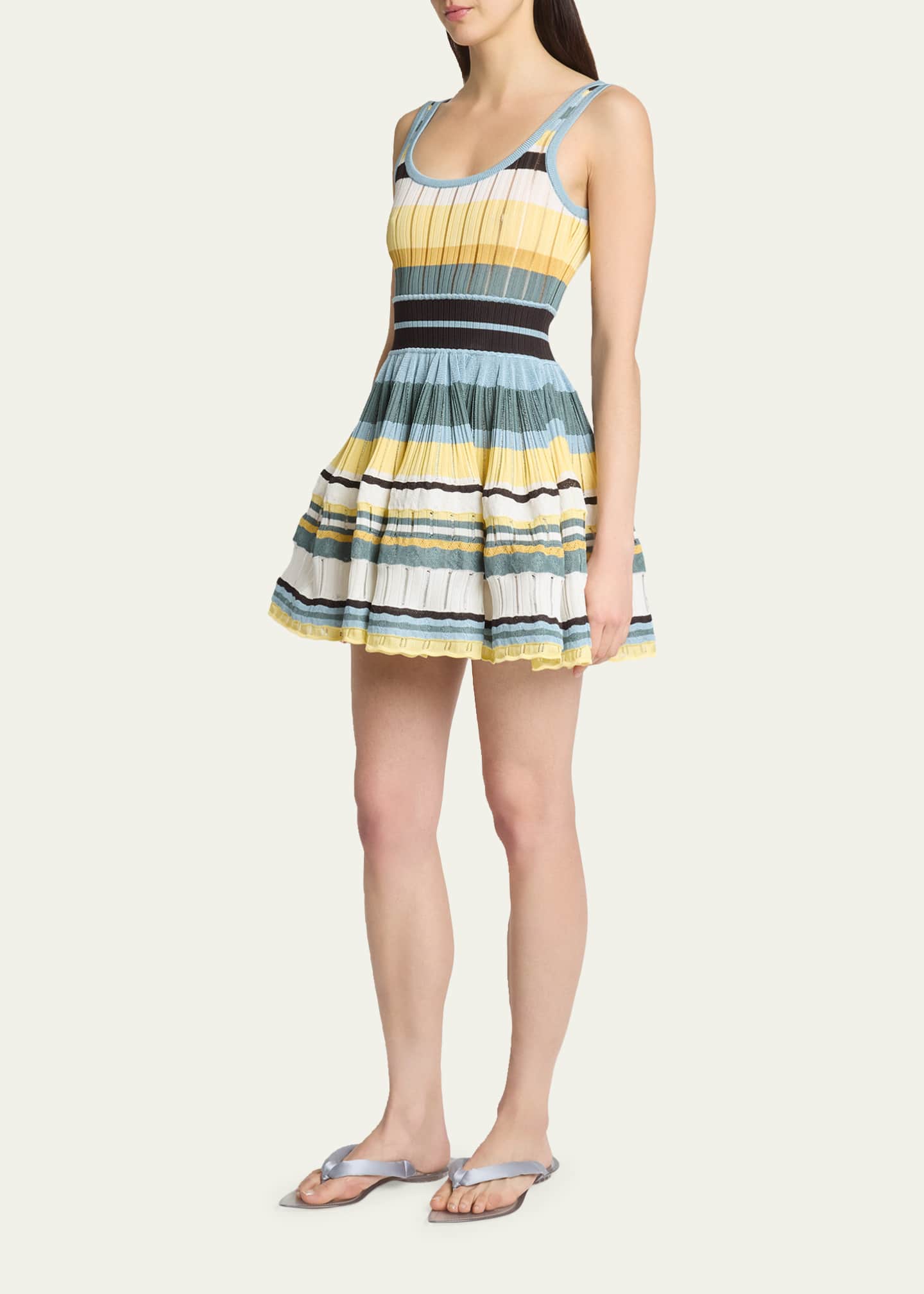 ALAIA Sleeveless Striped Crinoline Knit Mini Dress - Bergdorf Goodman