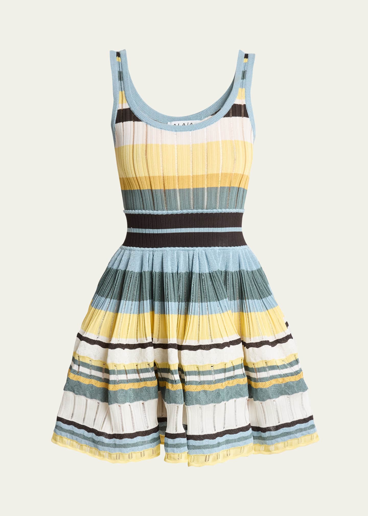 ALAIA Sleeveless Striped Crinoline Knit Mini Dress - Bergdorf Goodman