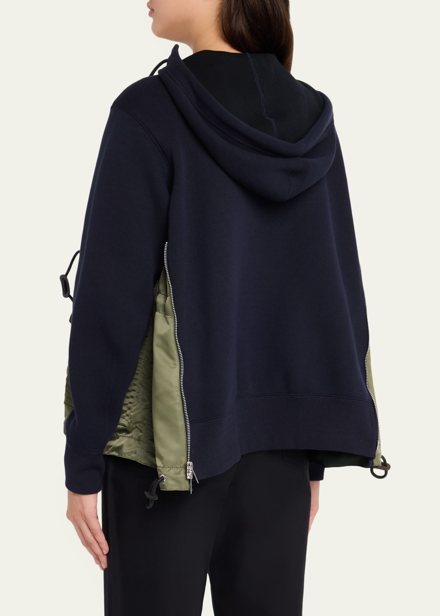 SACAI Sponge Sweat x Nylon Twill Hoodie - Bergdorf Goodman