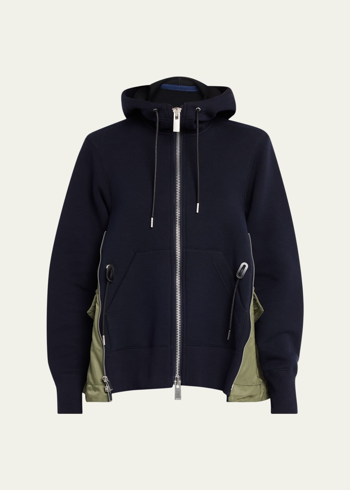 SACAI Sponge Sweat x Nylon Twill Hoodie - Bergdorf Goodman