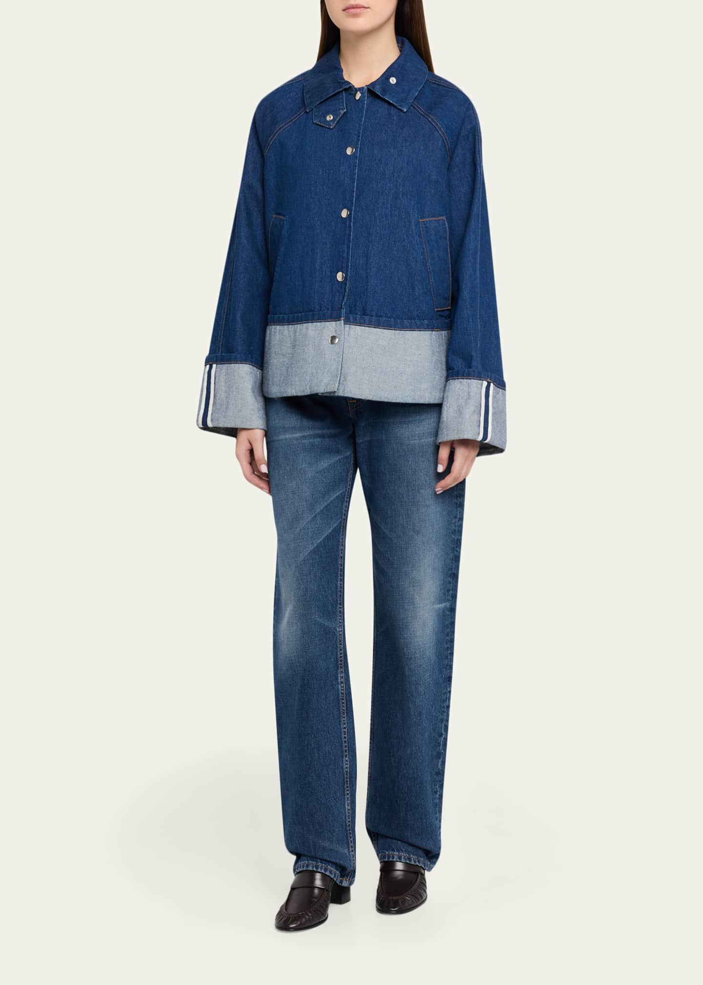 Brandon Maxwell Wells Trapeze Denim Jacket - Bergdorf Goodman