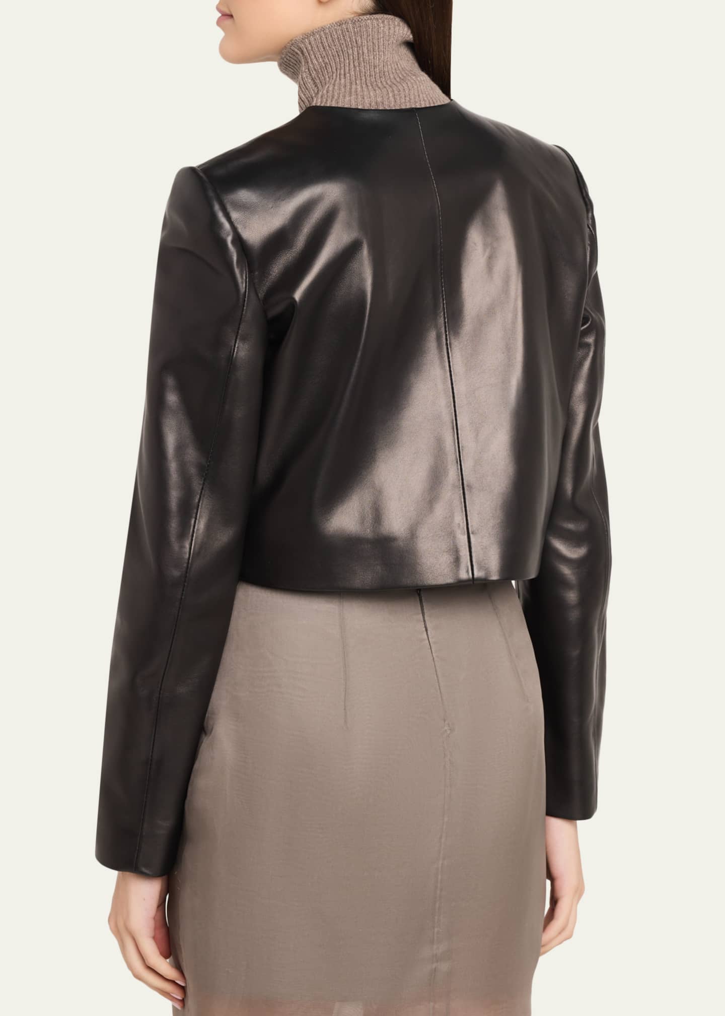 Brandon Maxwell Ryder Leather Cropped Box Jacket - Bergdorf Goodman
