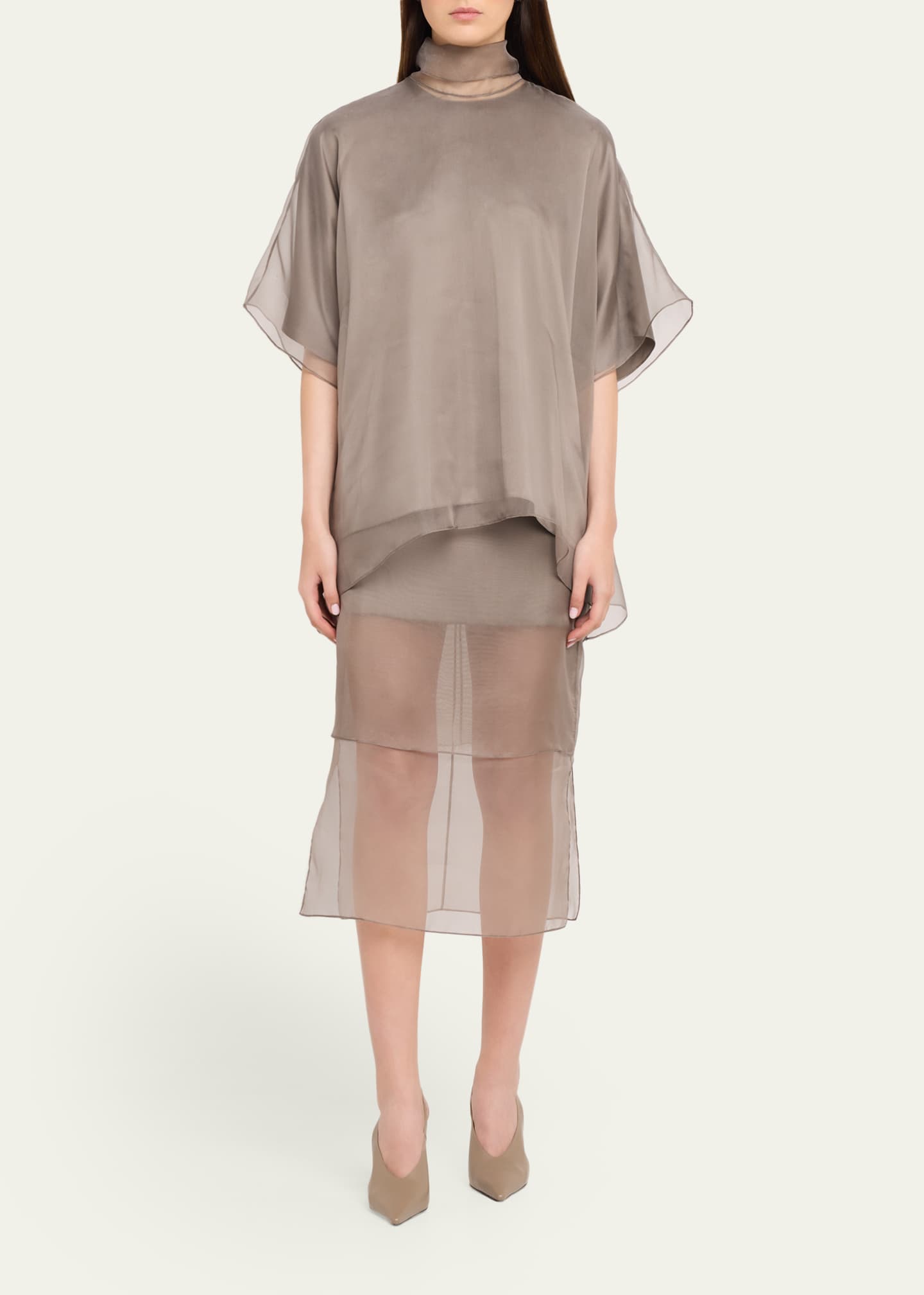 Brandon Maxwell Brett Layered Silk Organza Midi Pencil Skirt - Bergdorf ...