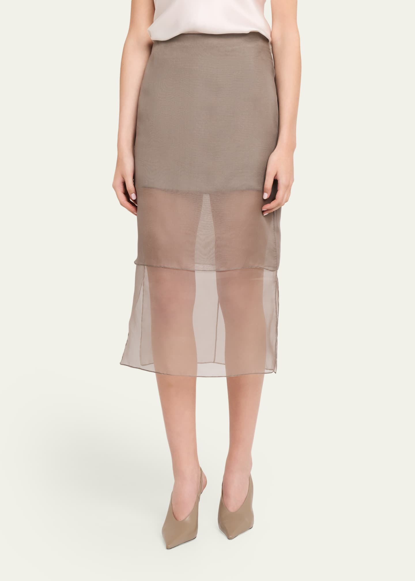 Brandon Maxwell Brett Layered Silk Organza Midi Pencil Skirt - Bergdorf ...