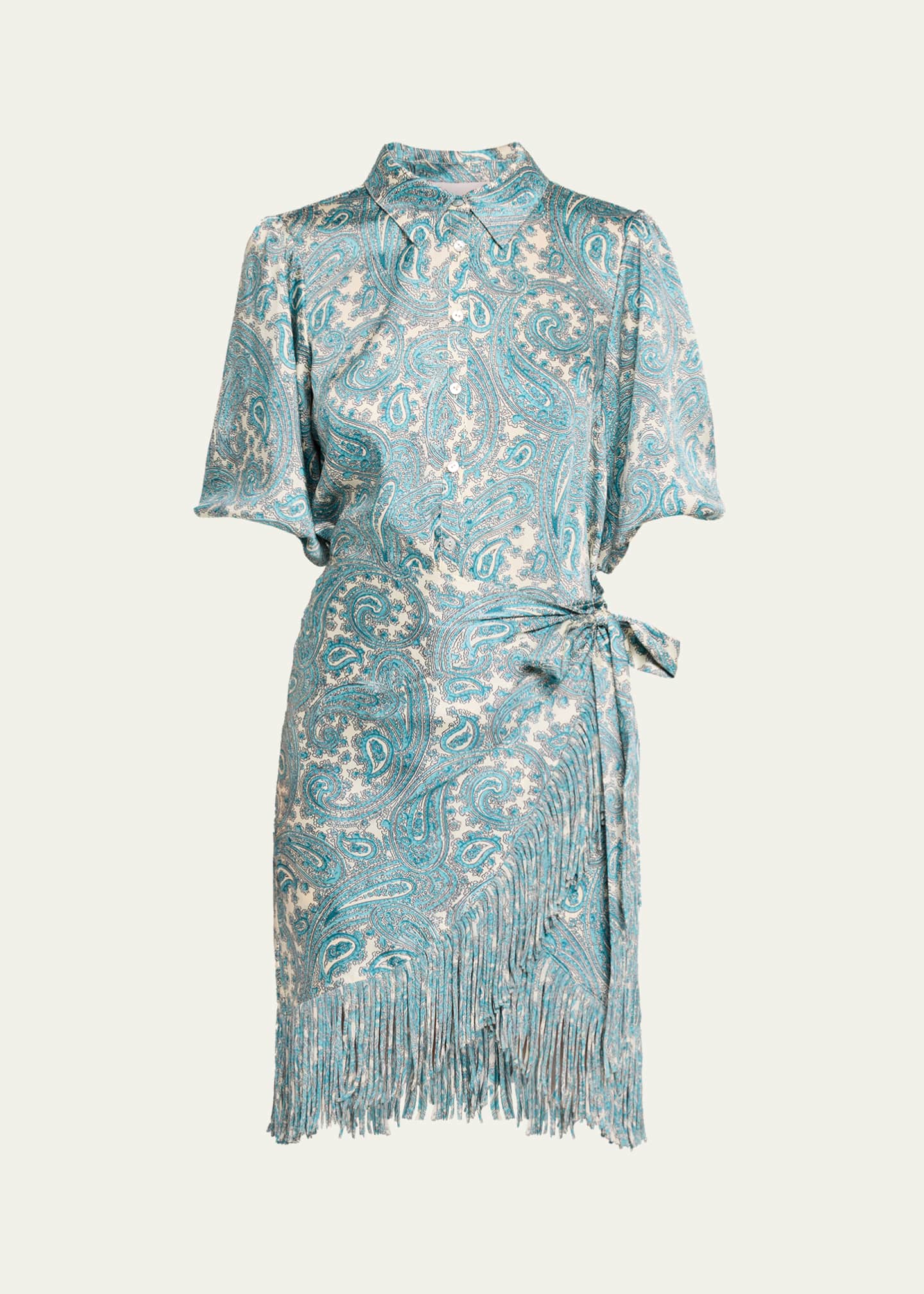 Cinq a Sept Hendrix Paisley Mini Shirtdress - Bergdorf Goodman