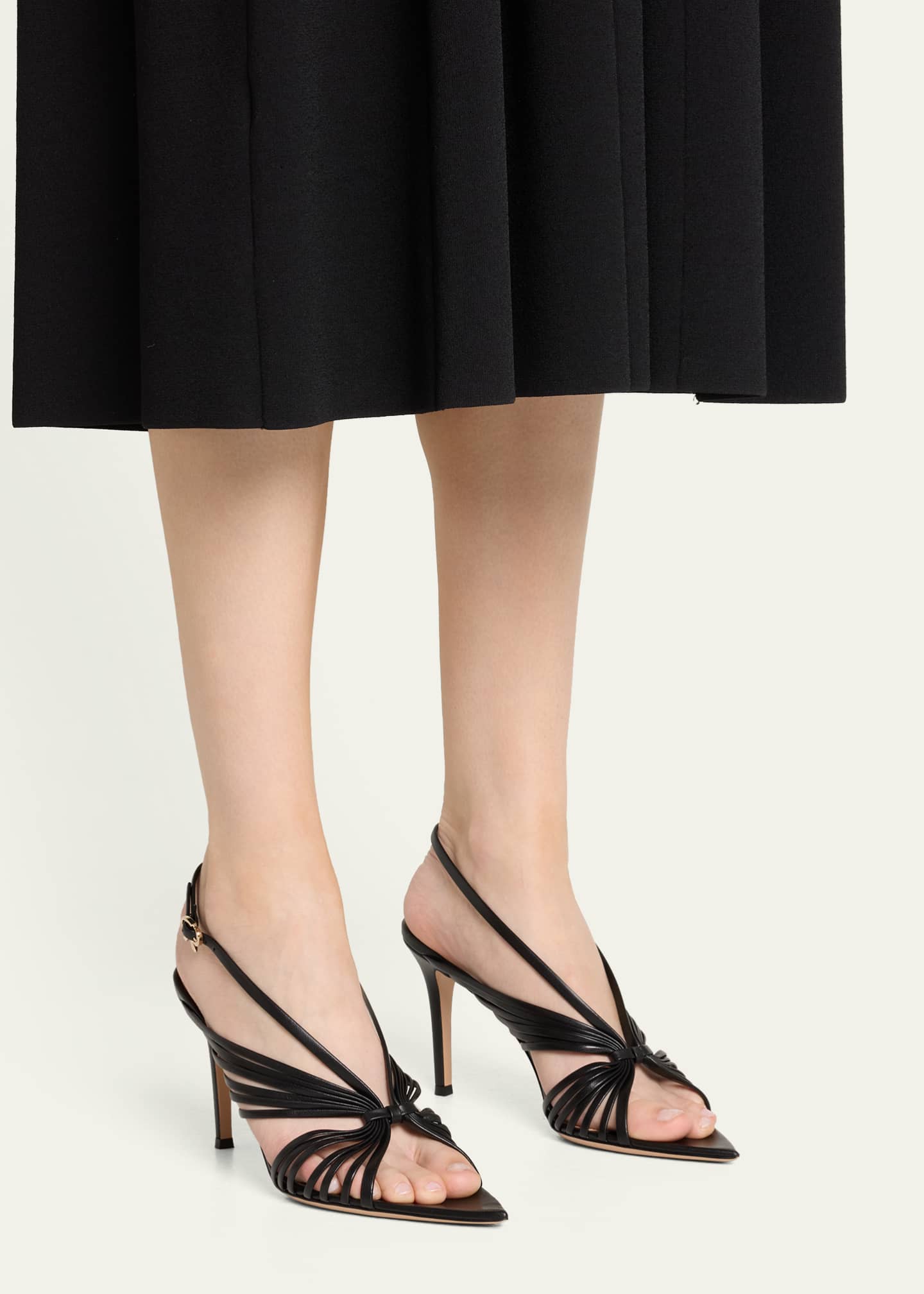 Gianvito Rossi 85mm Strappy Leather Pointed-Toe Sandals - Bergdorf Goodman