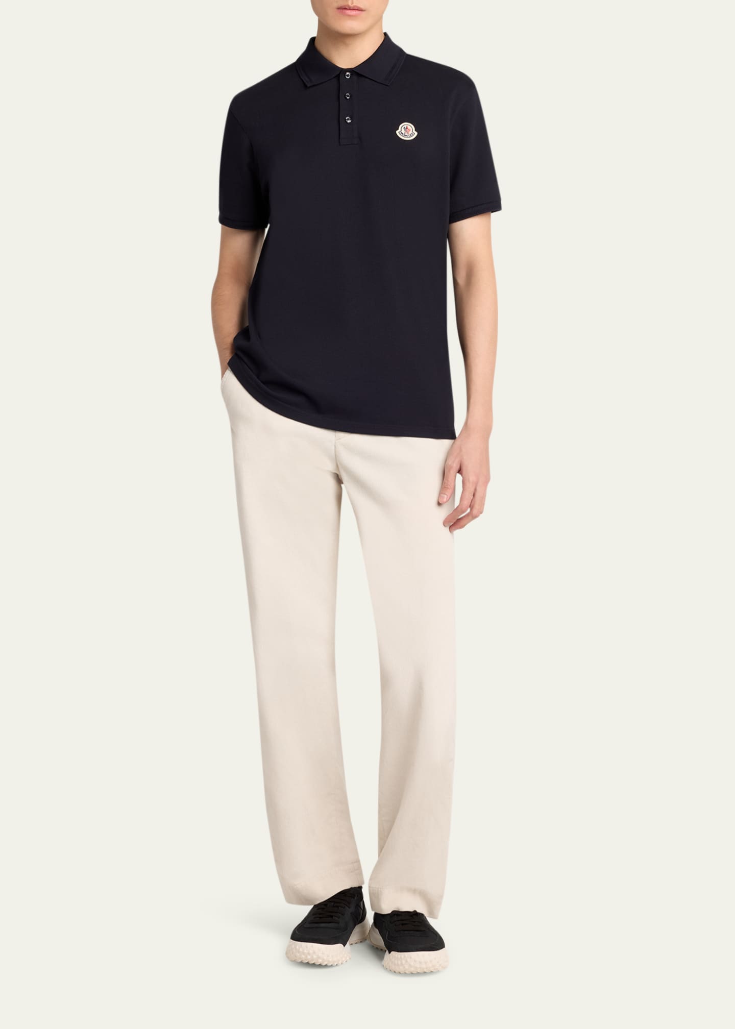 Moncler Men's Logo Cotton Polo Shirt - Bergdorf Goodman