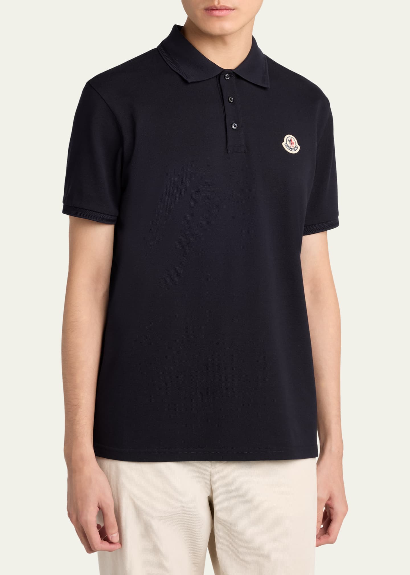 Moncler Men's Logo Cotton Polo Shirt - Bergdorf Goodman