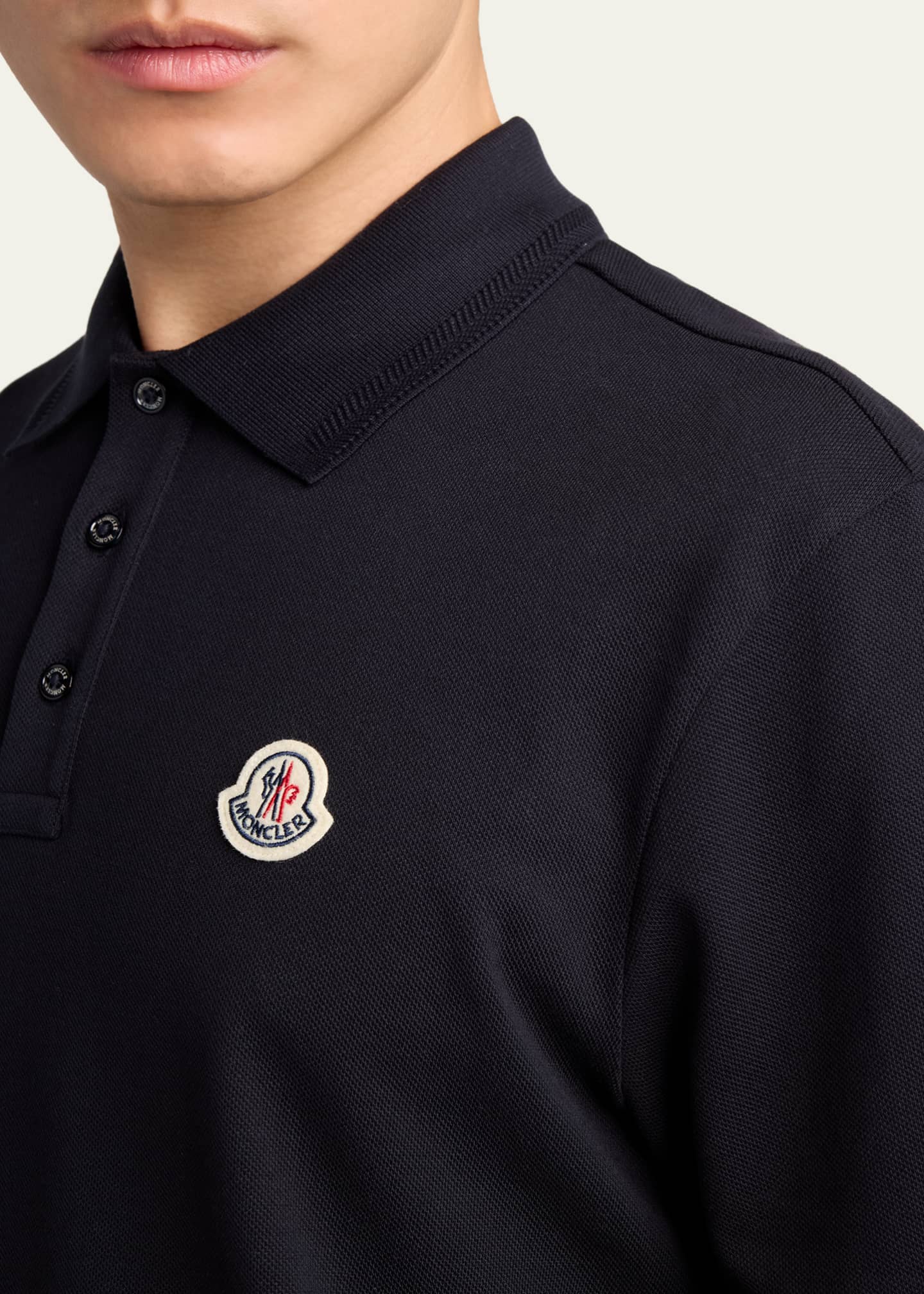 Moncler Men's Logo Cotton Polo Shirt - Bergdorf Goodman