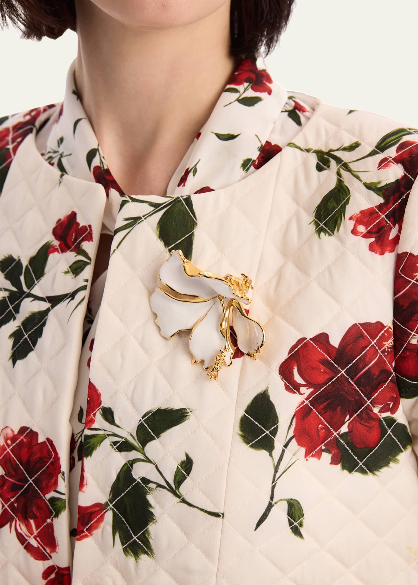 Oscar de la Renta Enamel Folded Hibiscus Brooch - Bergdorf Goodman