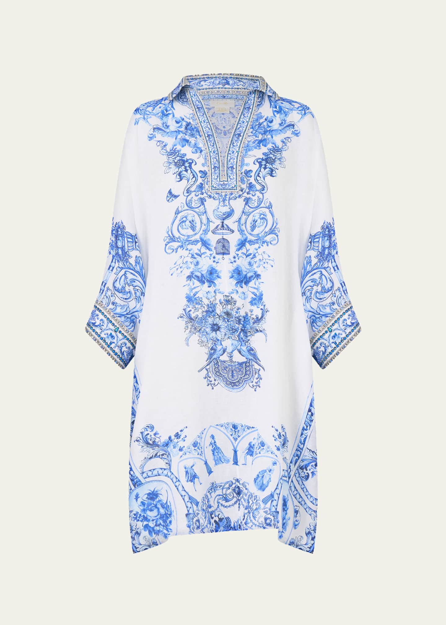 Camilla Ceramic Panoramic Wide Body Collared Kaftan Coverup - Bergdorf ...