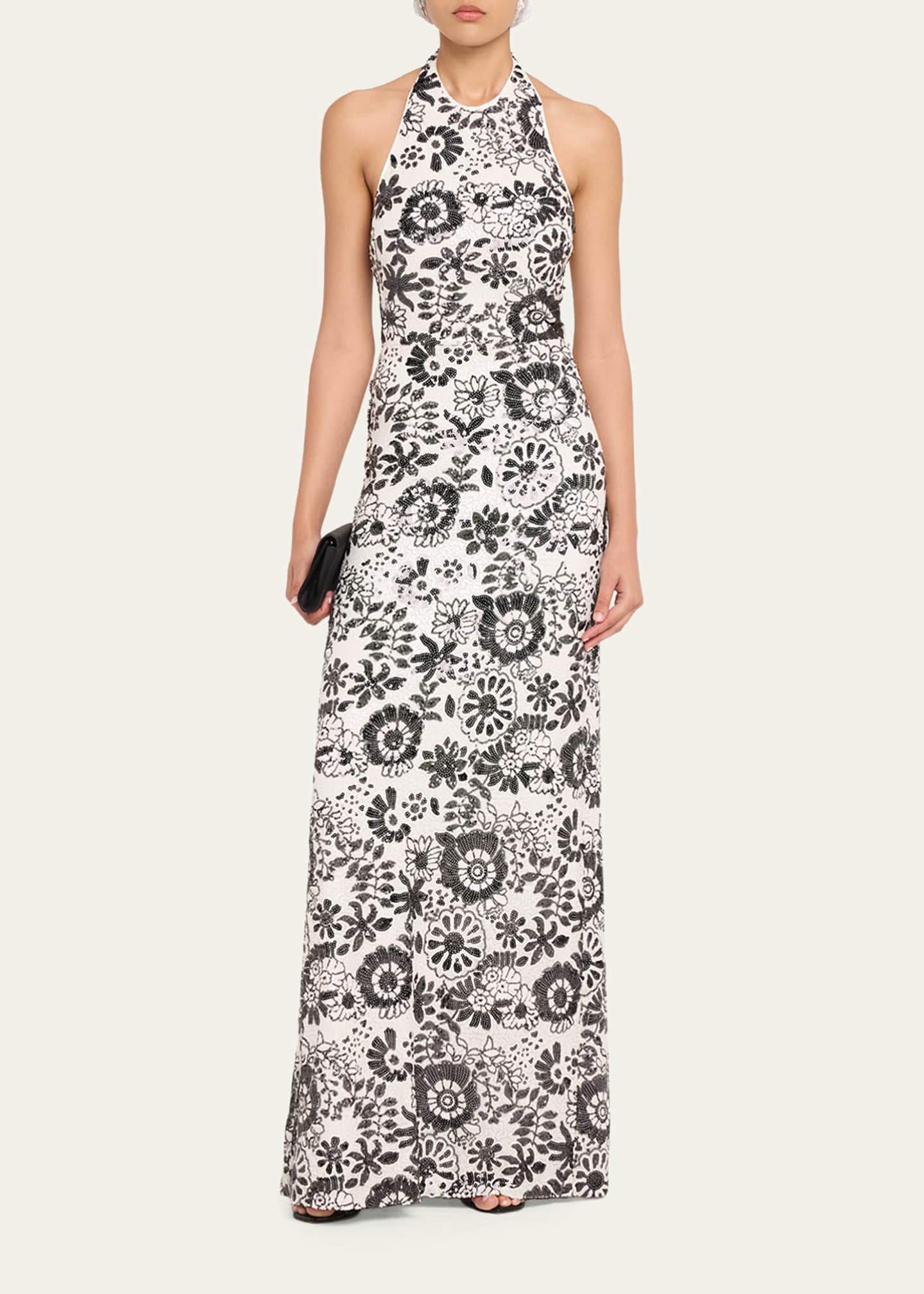 Ramy Brook Candice Floral Sequin Halter Gown - Bergdorf Goodman
