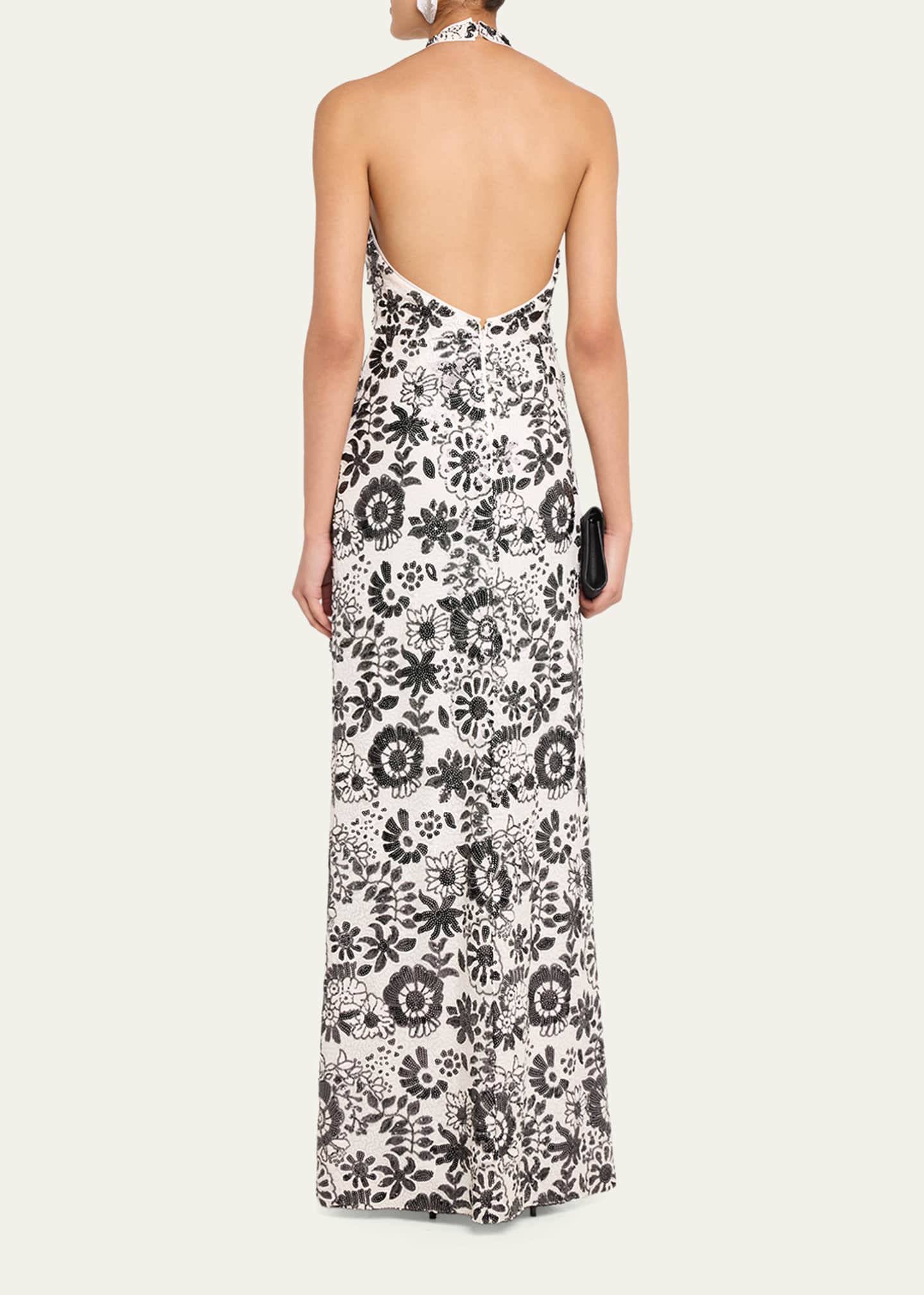 Ramy Brook Candice Floral Sequin Halter Gown - Bergdorf Goodman