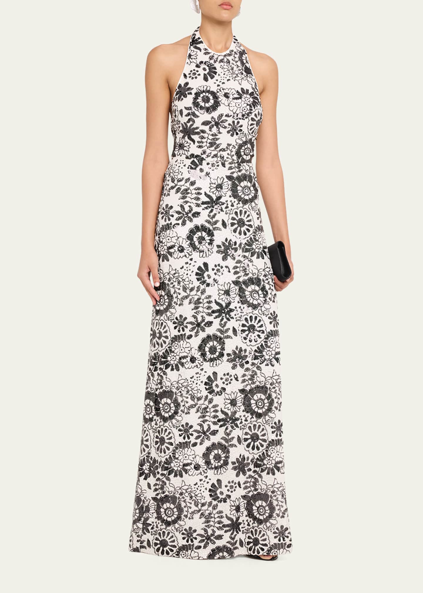Ramy Brook Candice Floral Sequin Halter Gown - Bergdorf Goodman