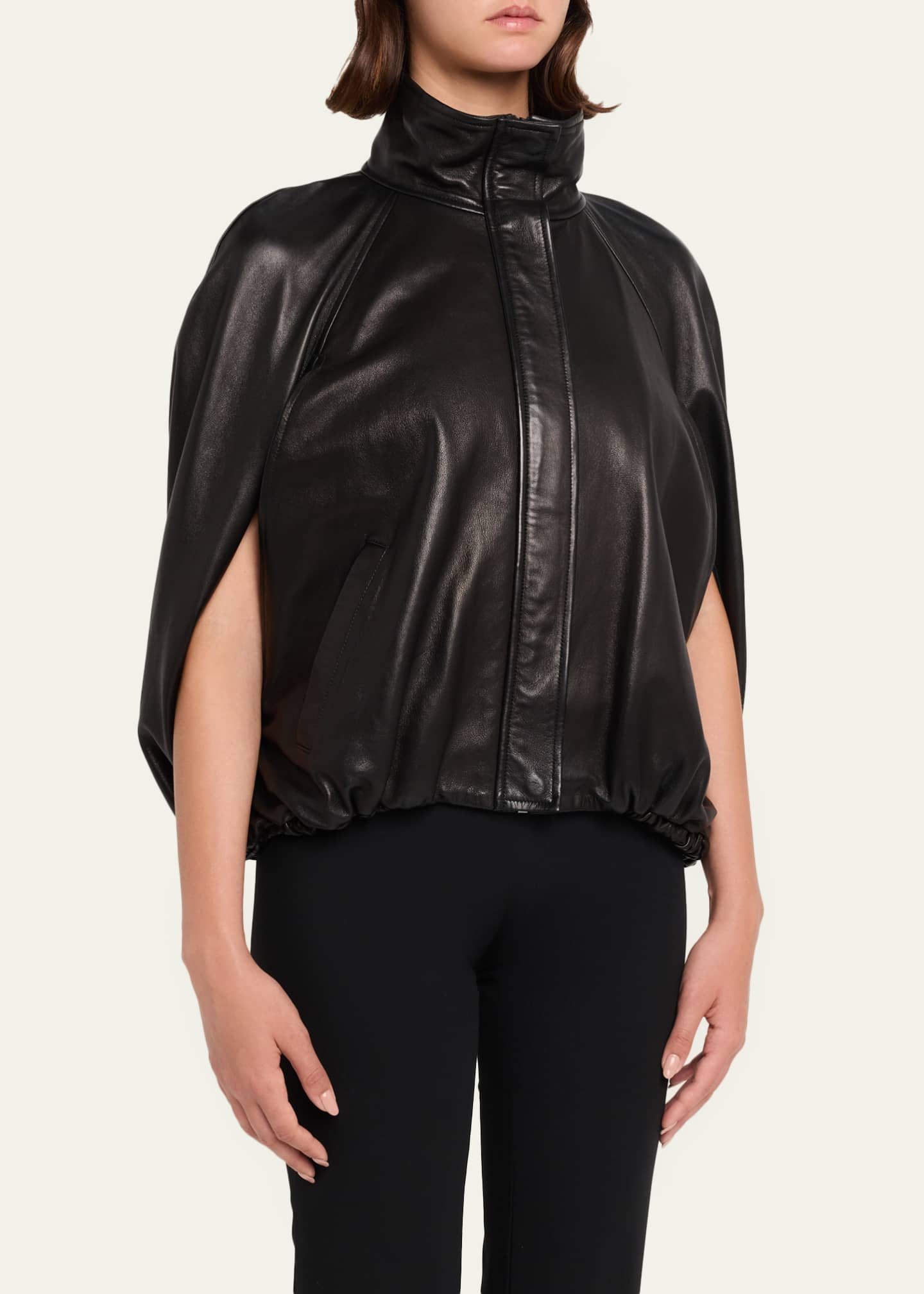 SIMKHAI Jada Nappa Leather Cape Jacket - Bergdorf Goodman