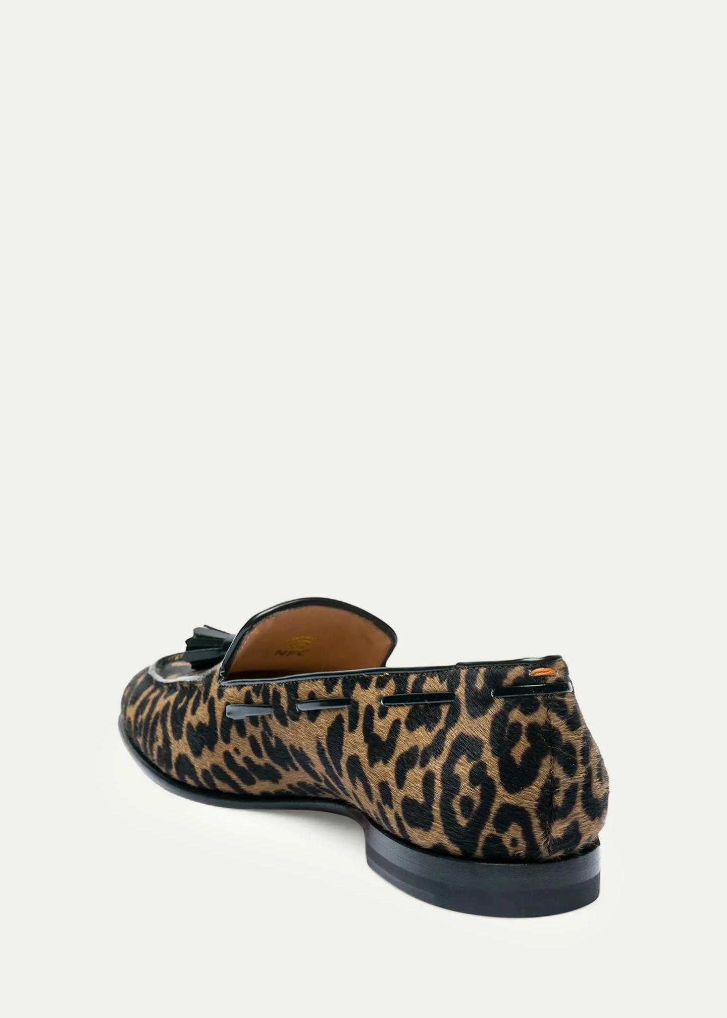 Santoni Leopard Calf Hair Tassel Loafers - Bergdorf Goodman