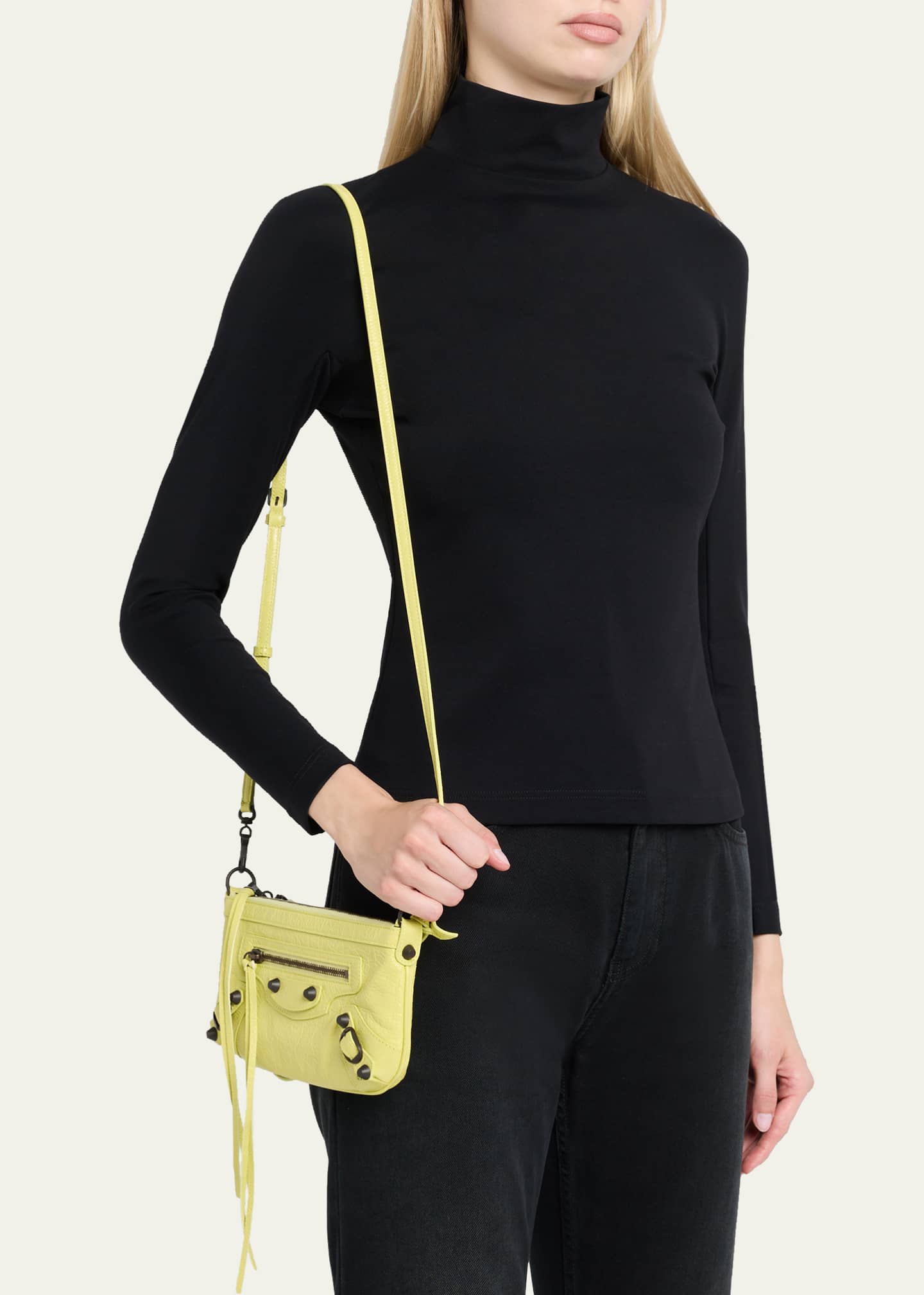 Balenciaga Le City Crinkled Leather Pouch Shoulder Bag - Bergdorf Goodman