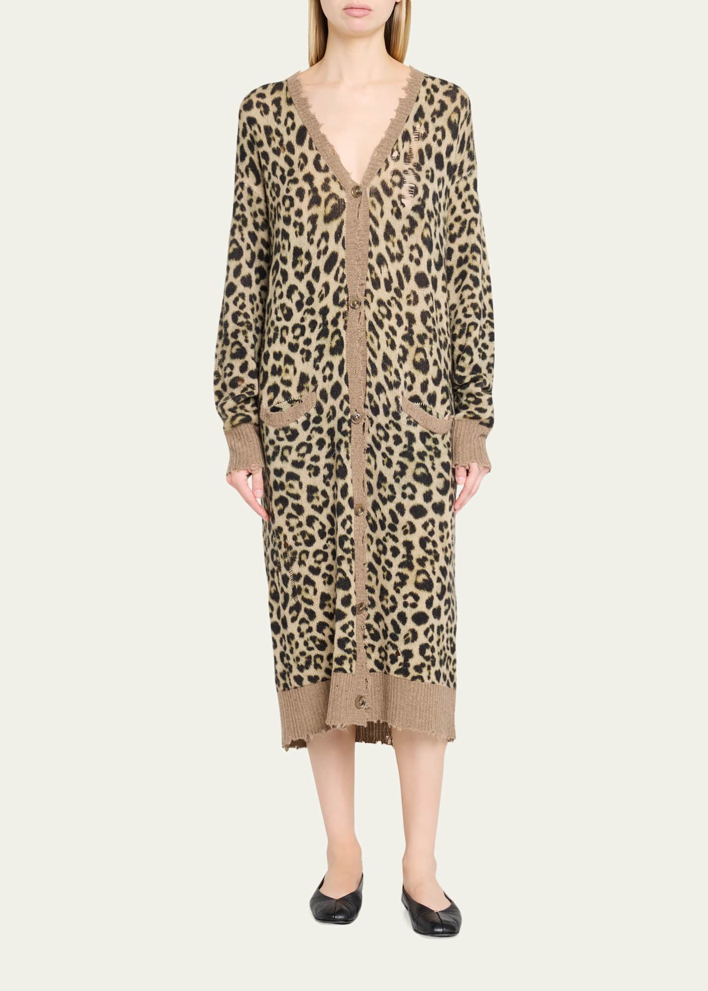 R13 Leopard-Print Long Cashmere Cardigan - Bergdorf Goodman