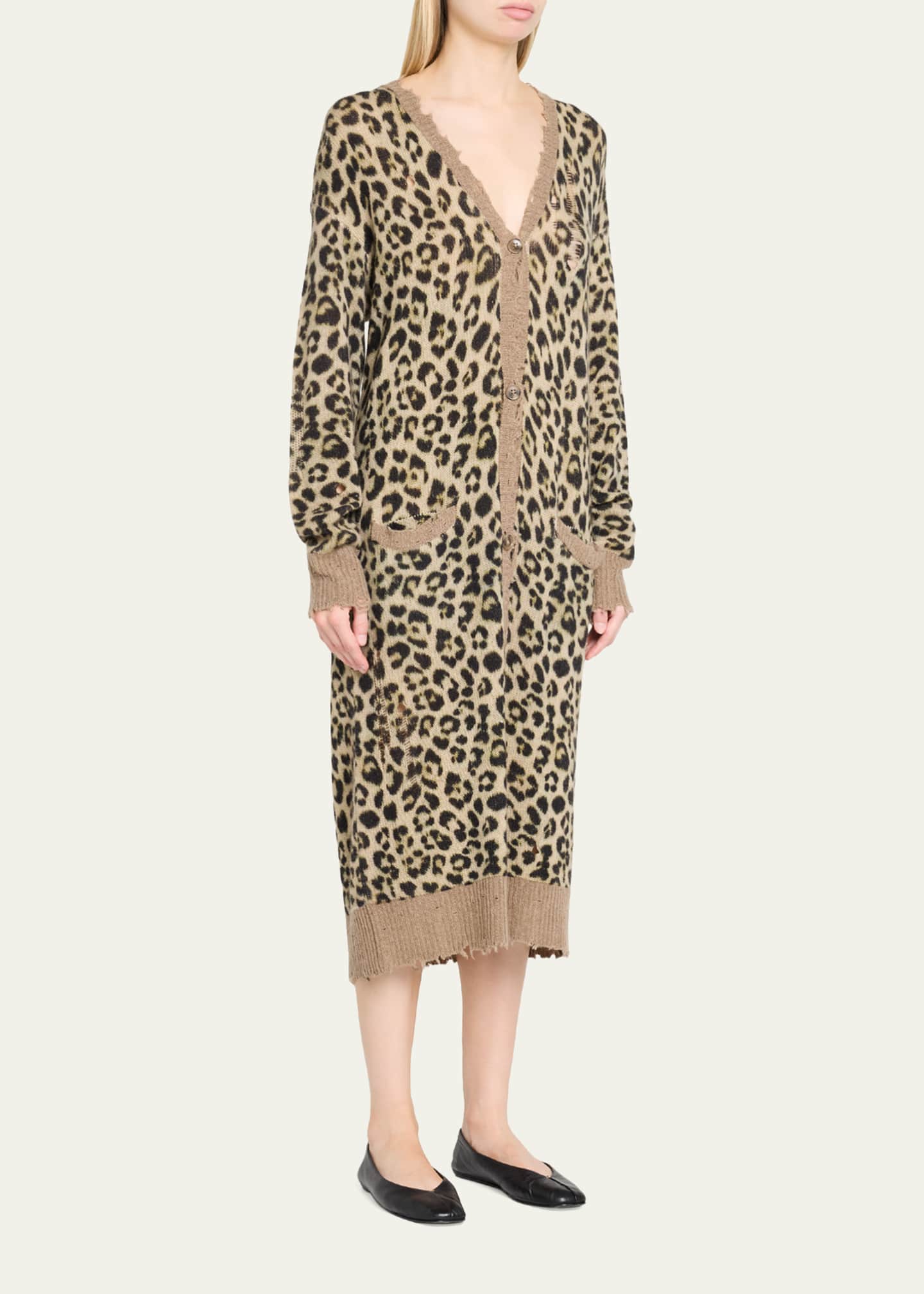 R13 Leopard-Print Long Cashmere Cardigan - Bergdorf Goodman