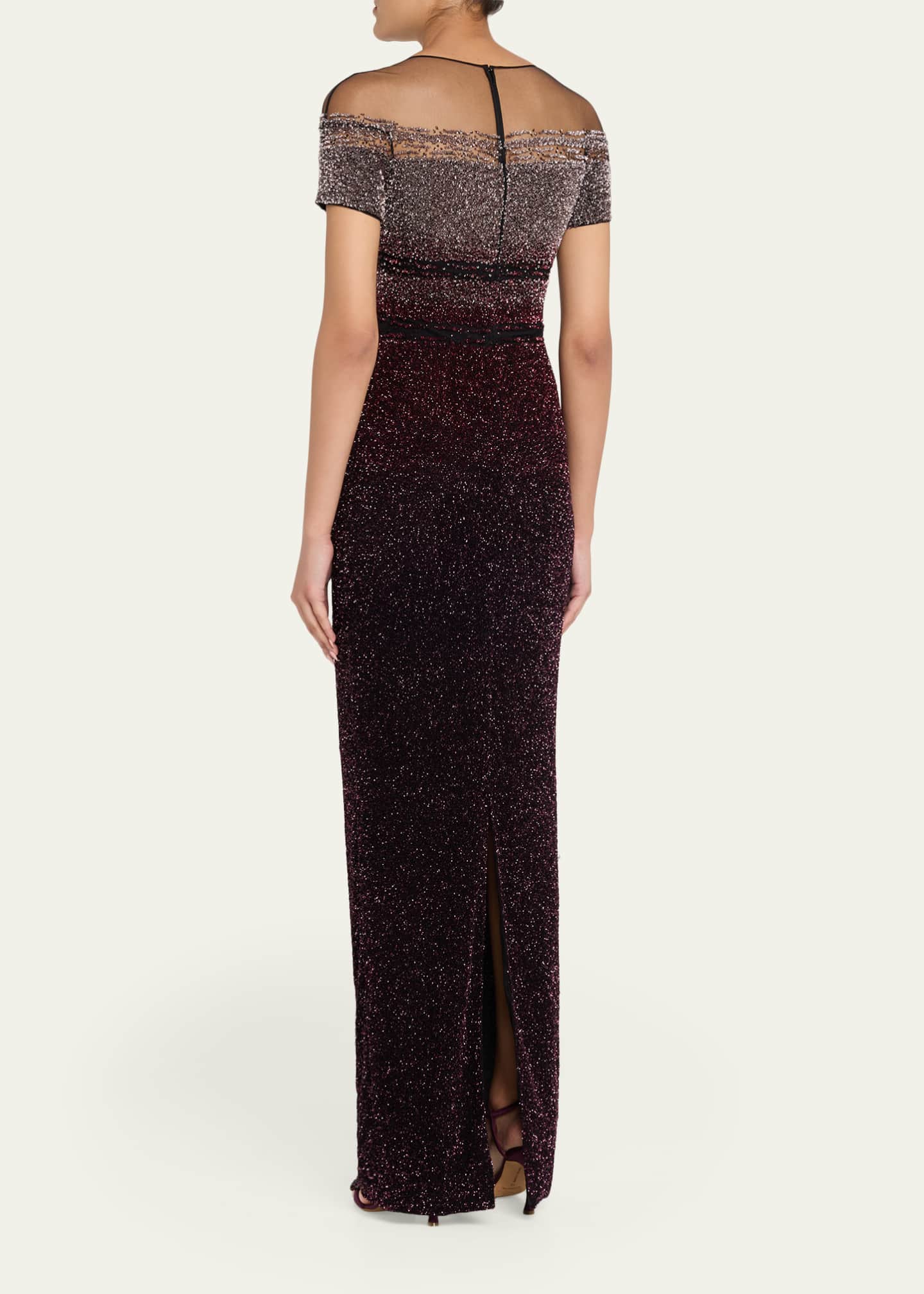 Pamella Roland Short-Sleeve Signature Sequined Column Gown - Bergdorf ...