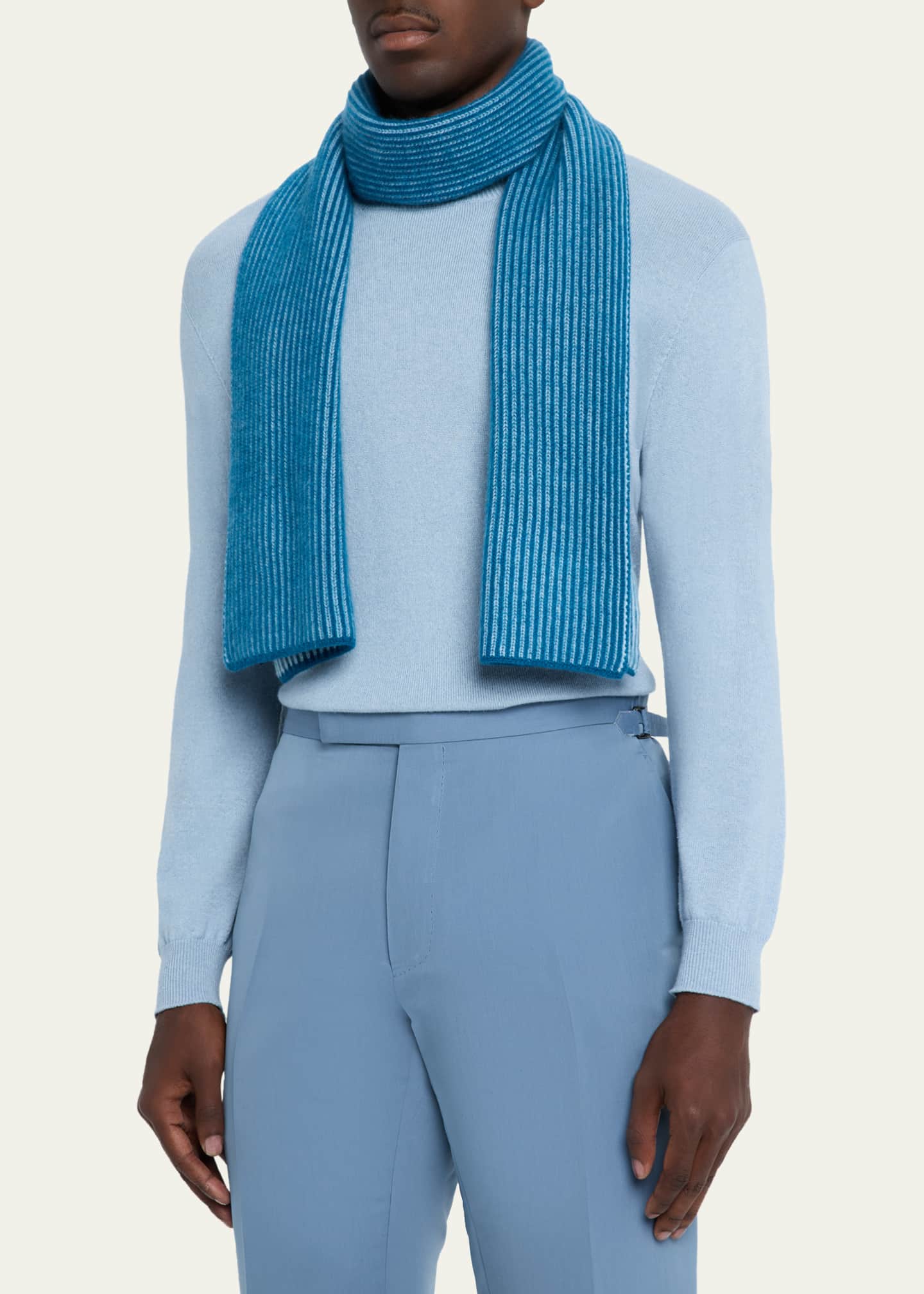 Bergdorf Goodman Ribbed Cashmere Scarf, Black - Bergdorf Goodman