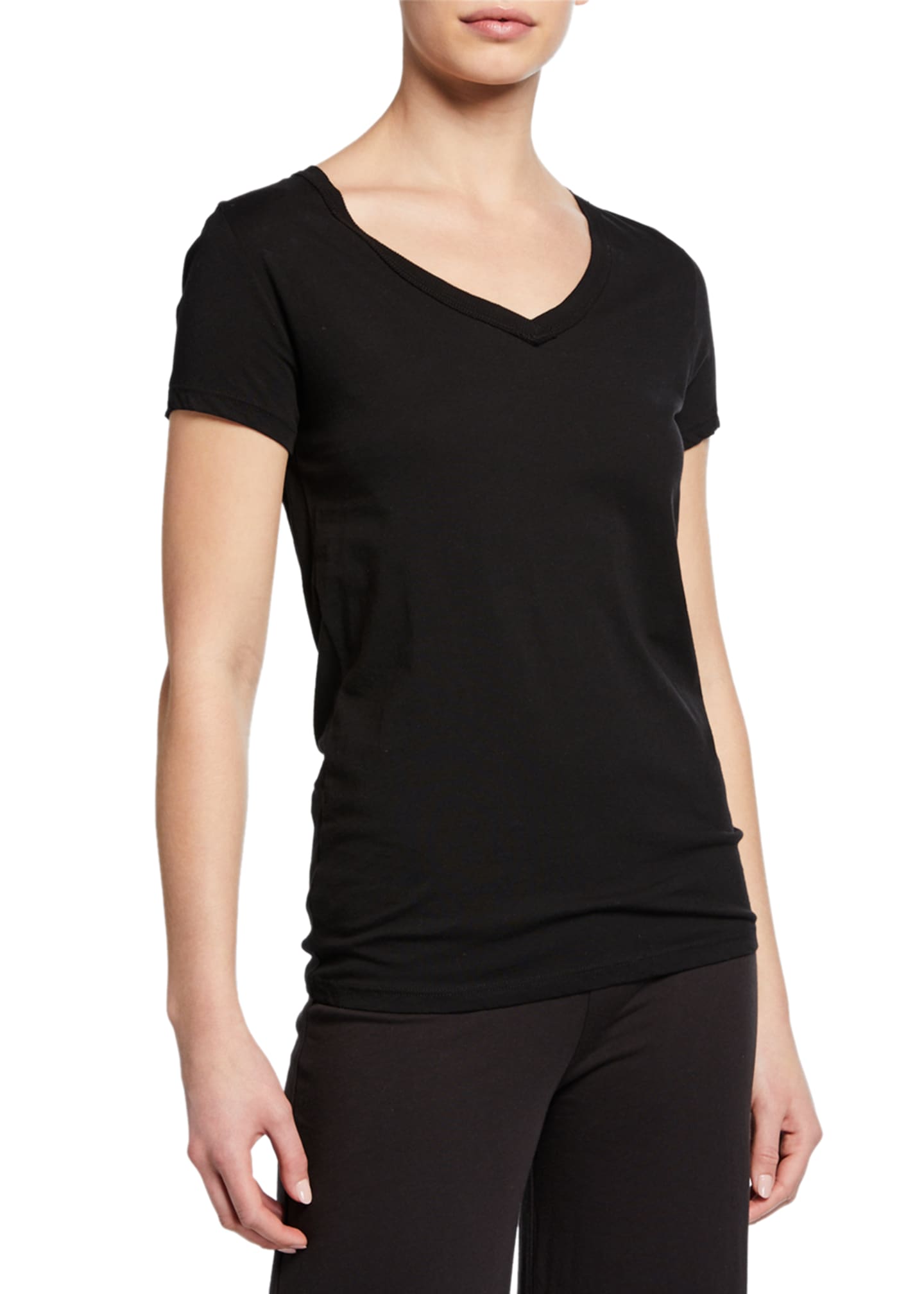 Skin Easy V-Neck Cotton Tee - Bergdorf Goodman