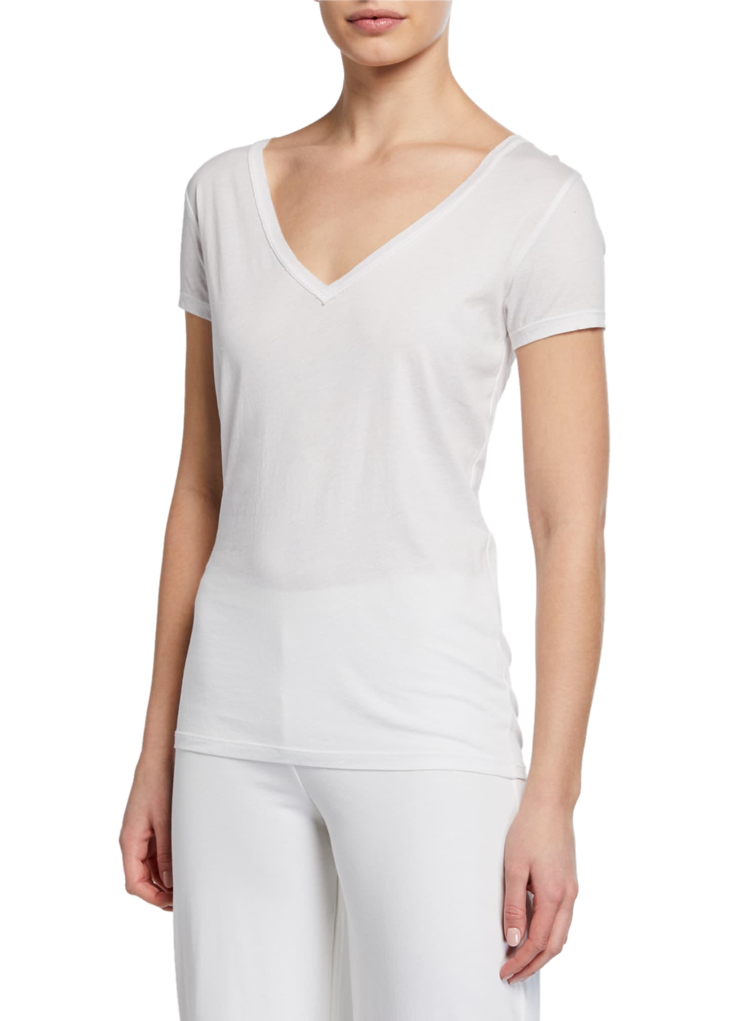 Skin Easy V-Neck Cotton Tee - Bergdorf Goodman