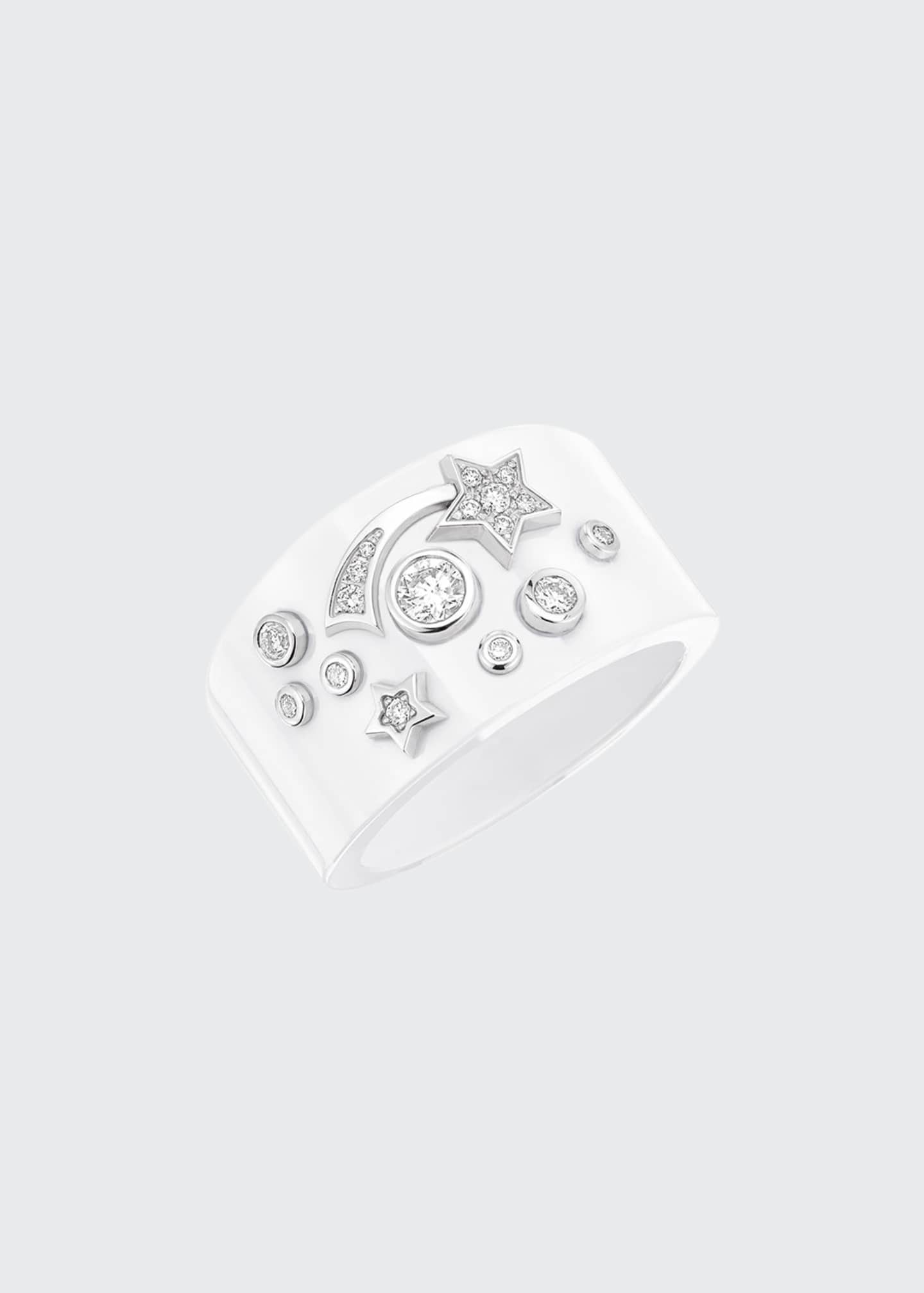 CHANEL COSMIQUE Ring in 18K White Gold, White Ceramic & Diamonds ...