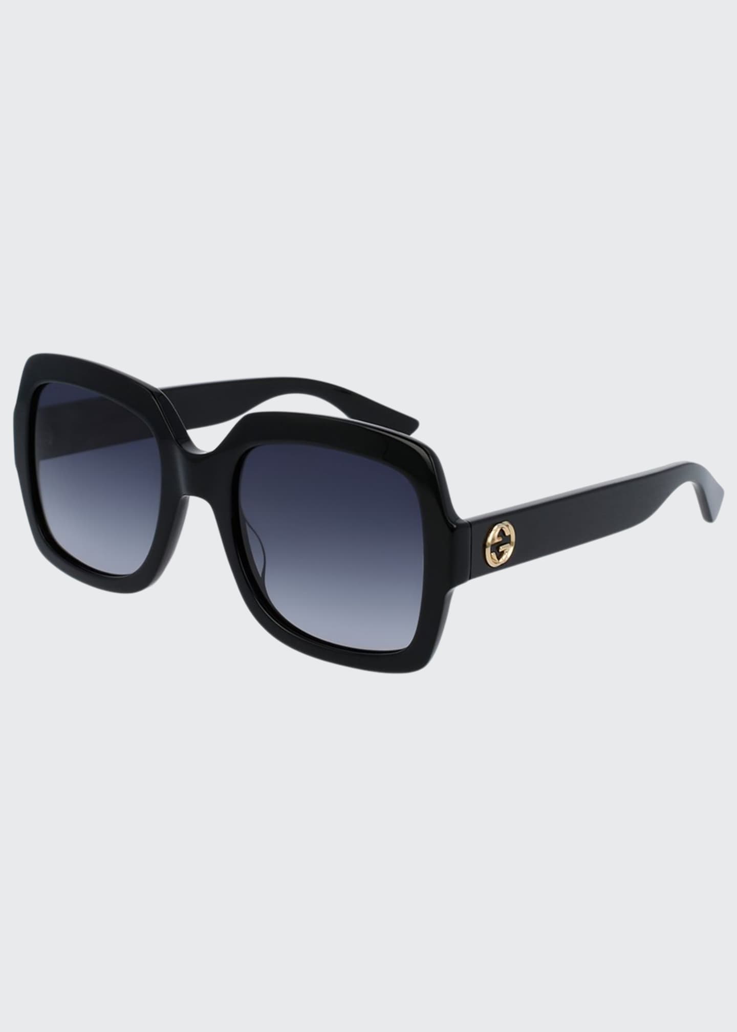 Gucci Classic Oversized Rectangular Sunglasses, Black - Bergdorf Goodman