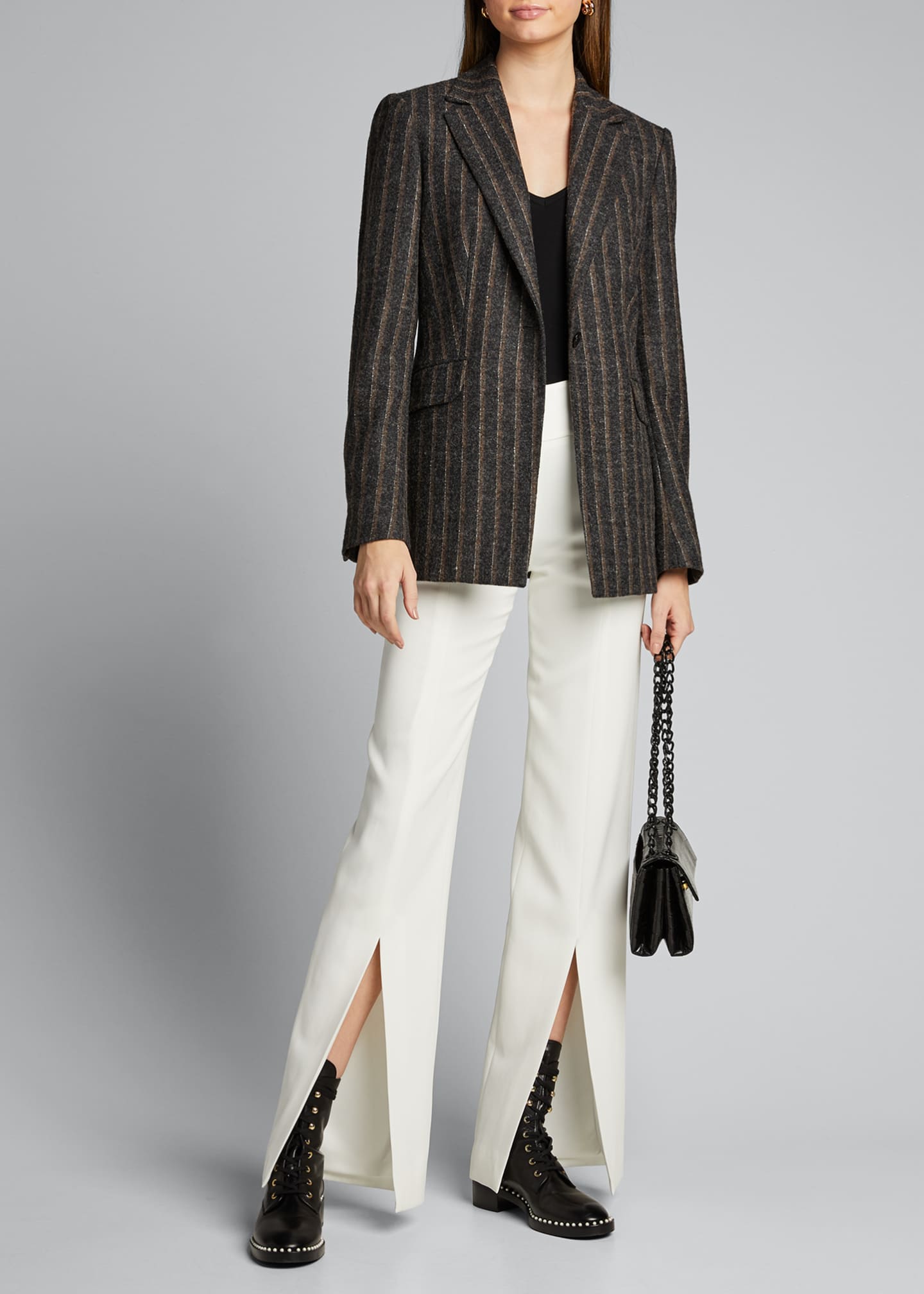 SIMKHAI Satin-Combo Front-Slit Pants - Bergdorf Goodman