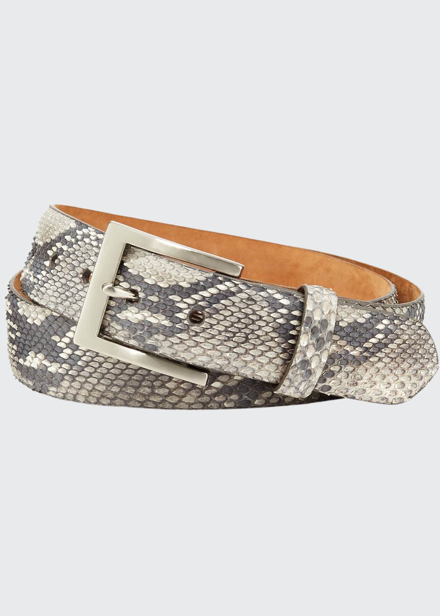 W. Kleinberg Men's Matte Python Snakeskin Belt - Bergdorf Goodman