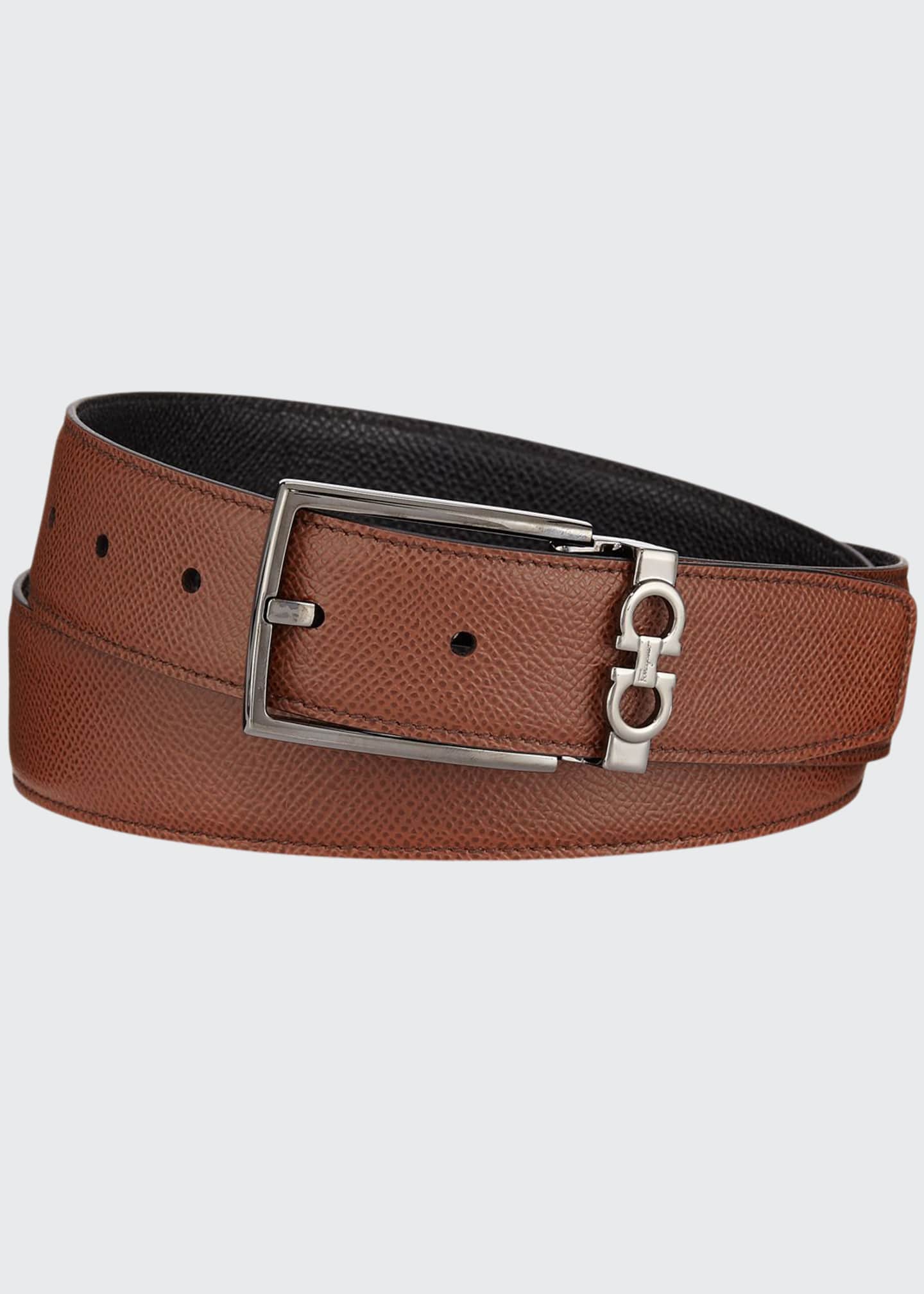 Ferragamo Men's Textured Leather Belt with Gancini Detail - Bergdorf ...