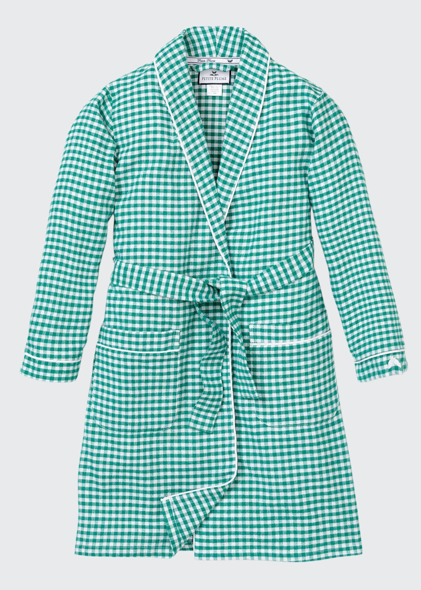 Petite Plume Gingham Flannel Robe, Size 2-14 - Bergdorf Goodman