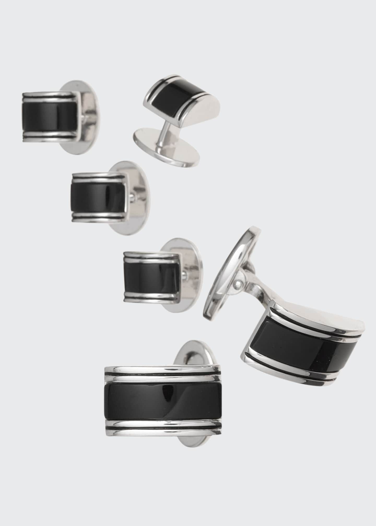 Jan Leslie Curved Onyx Cufflinks Studs Set - Bergdorf Goodman