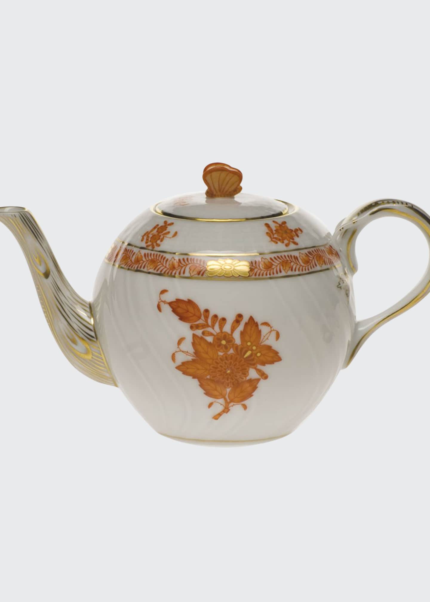 Herend Chinese Bouquet Rust Teapot with Butterfly - Bergdorf Goodman