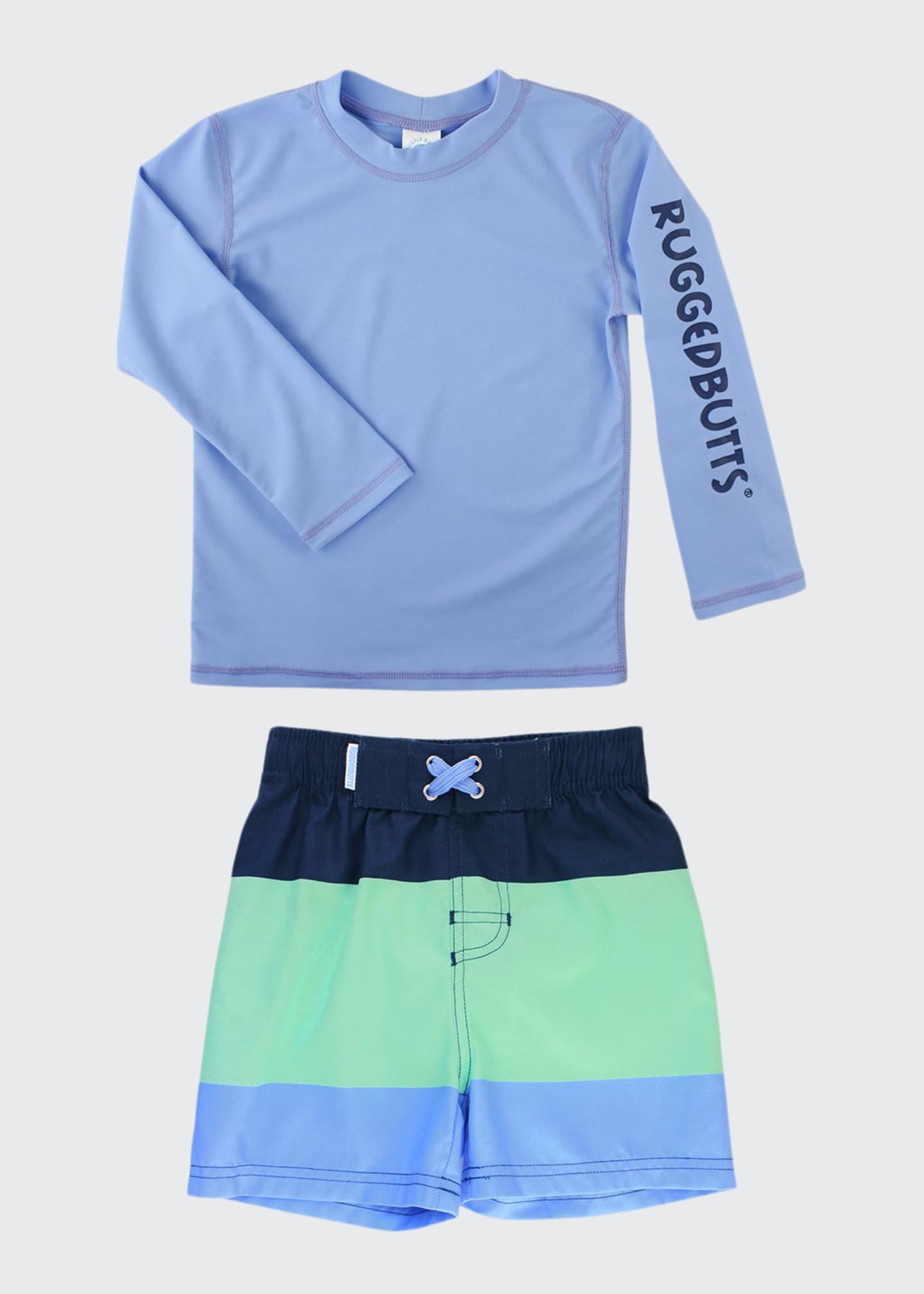 RuggedButts Boy's Rash Guard w/ Colorblock Swim Trunks, Size 3M-5 ...