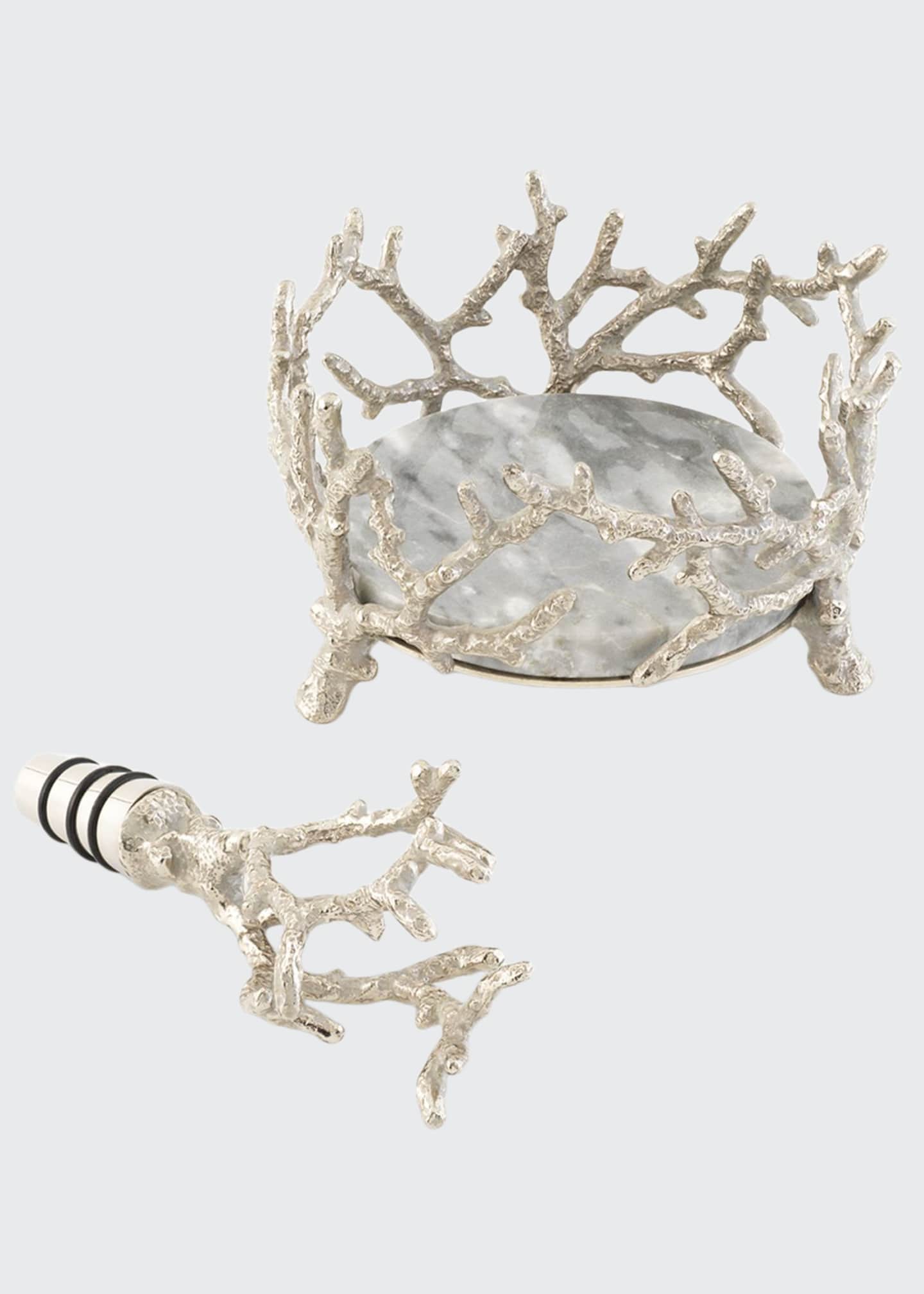 Michael Aram Ocean Reef Wine Coaster and Stopper Set - Bergdorf Goodman