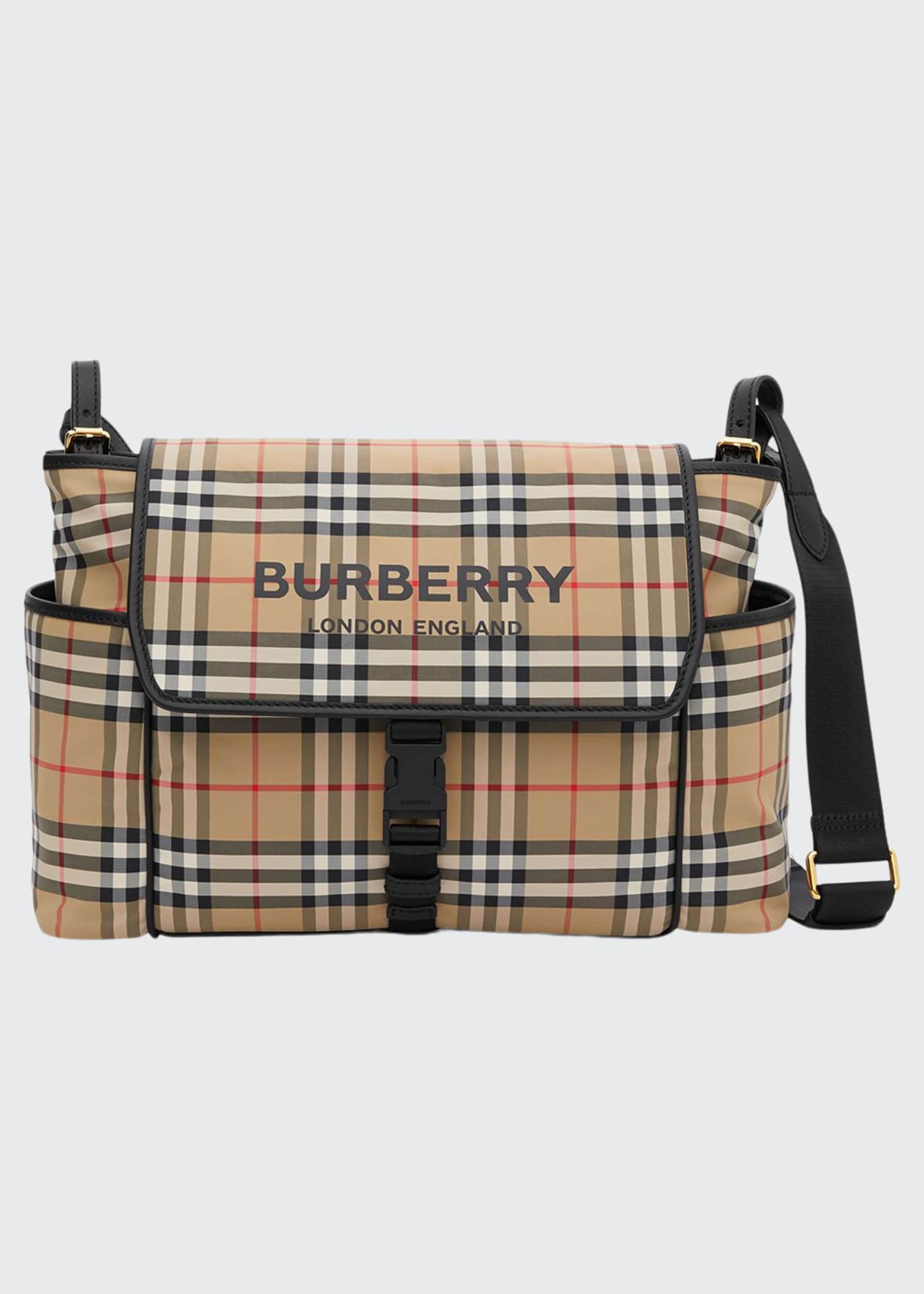 Burberry Vintage Check & Leather Diaper Bag w/ Changing Pad - Bergdorf ...