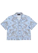 Versace Boy's Logo Print Cabana Shirt, Size 4-6 and Matching Items ...