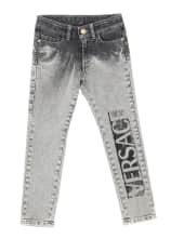 Versace Kids' Acid Wash Jeans With Logo Down Leg, Size 4-6 and Matching ...